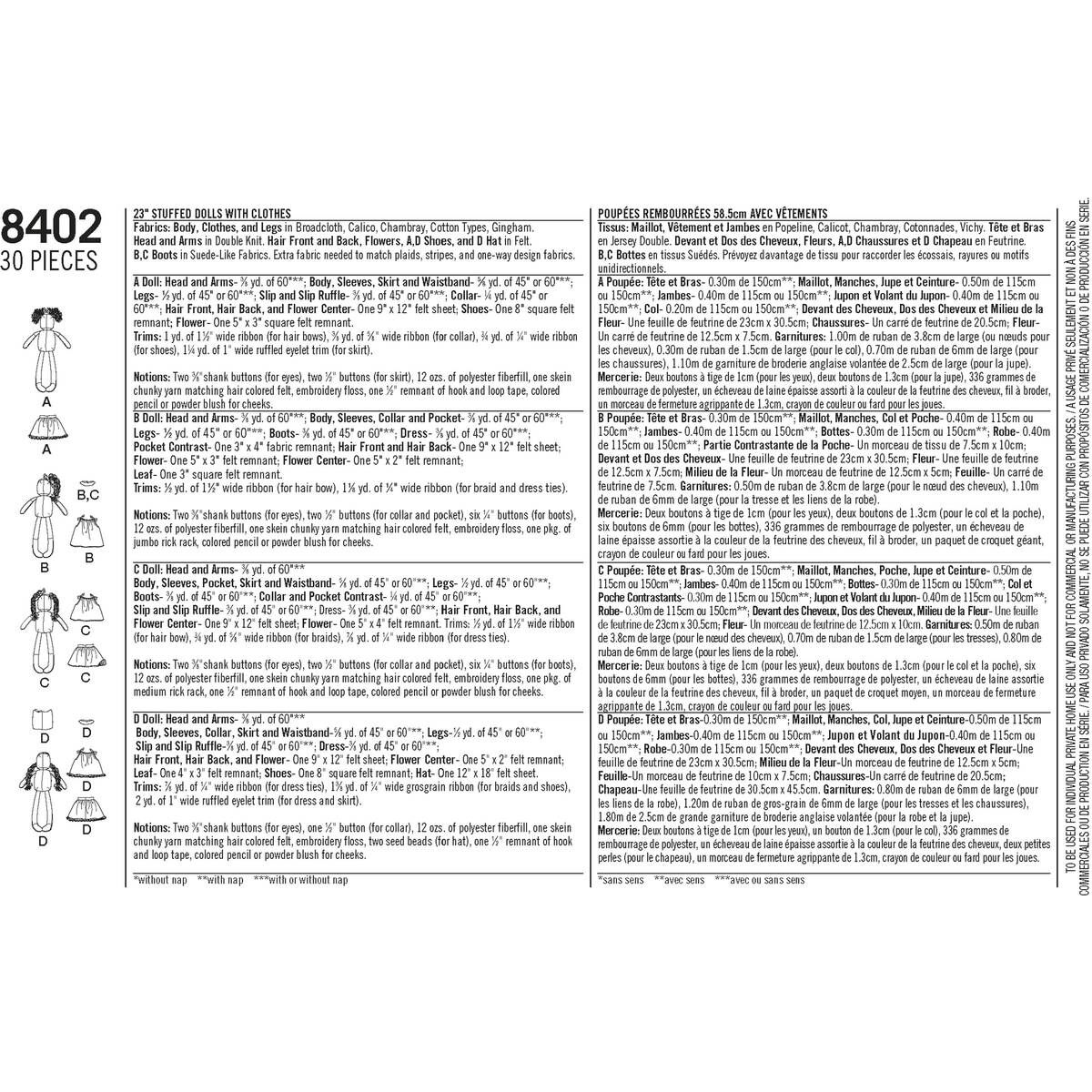 Simplicity Rag Dolls and Clothing Sewing Pattern 8402 | Hobbycraft