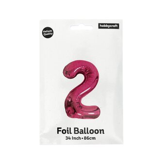 Extra Large Pink Foil Number 2 Balloon | Hobbycraft