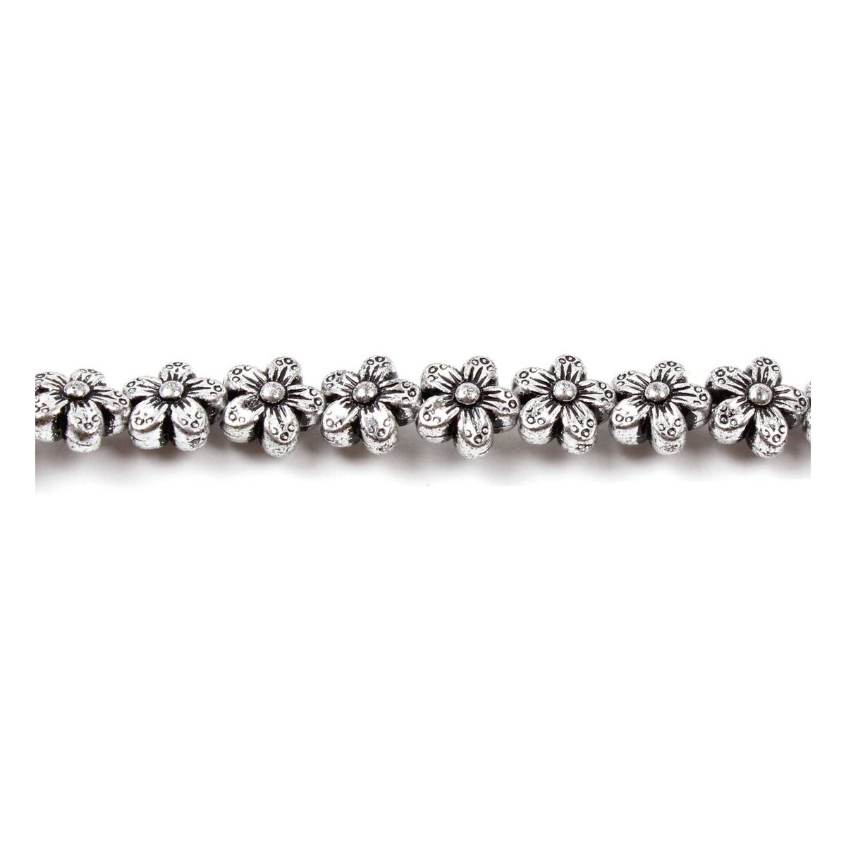 Antique Silver Effect Flat Flower Bead String 16 Pieces | Hobbycraft