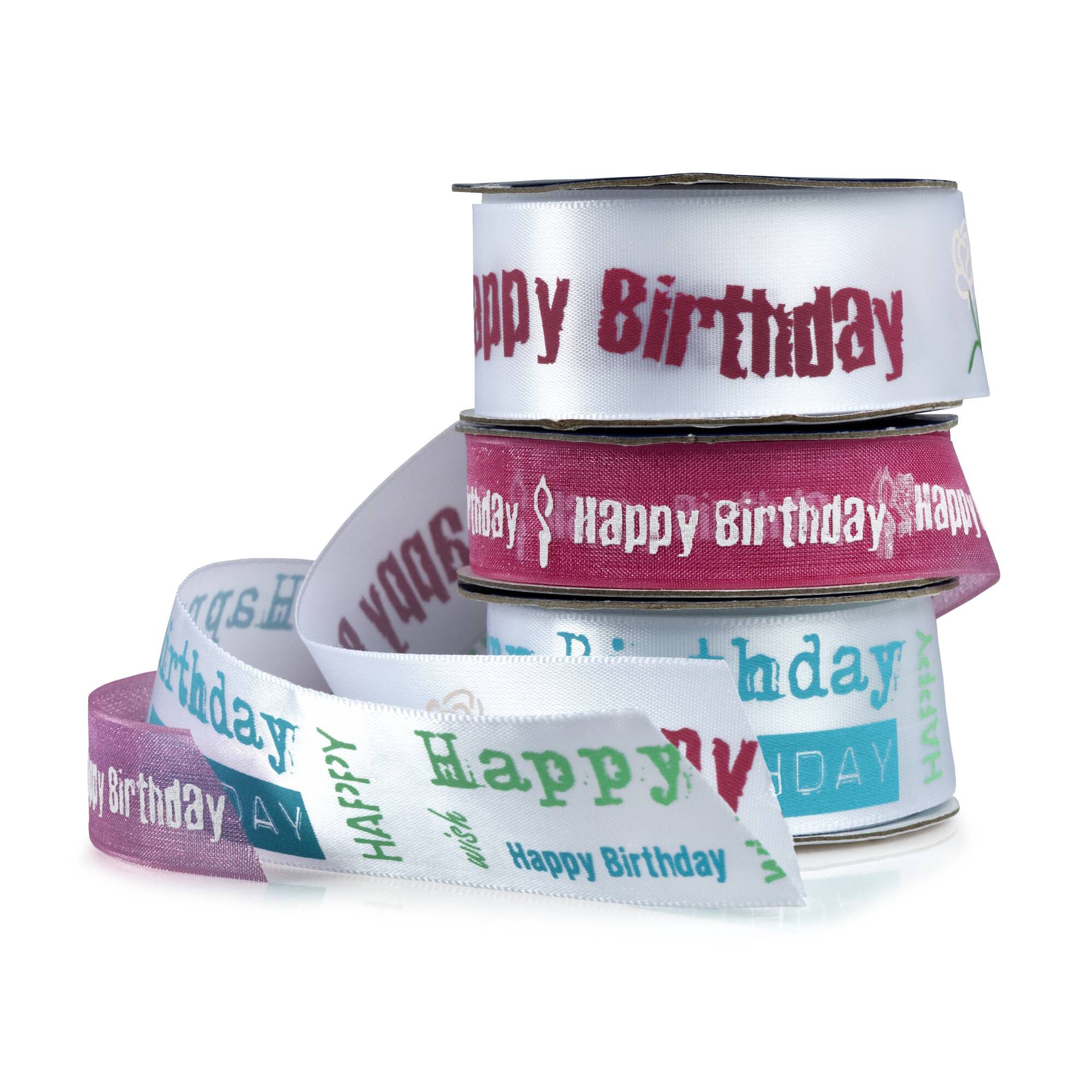 Baby Blue Happy Birthday Ribbon 25mm x 3m | Hobbycraft