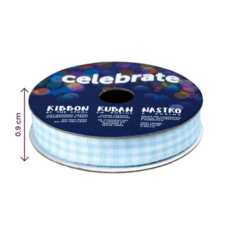 Light Blue Gingham Ribbon 9mm x 5m | Hobbycraft