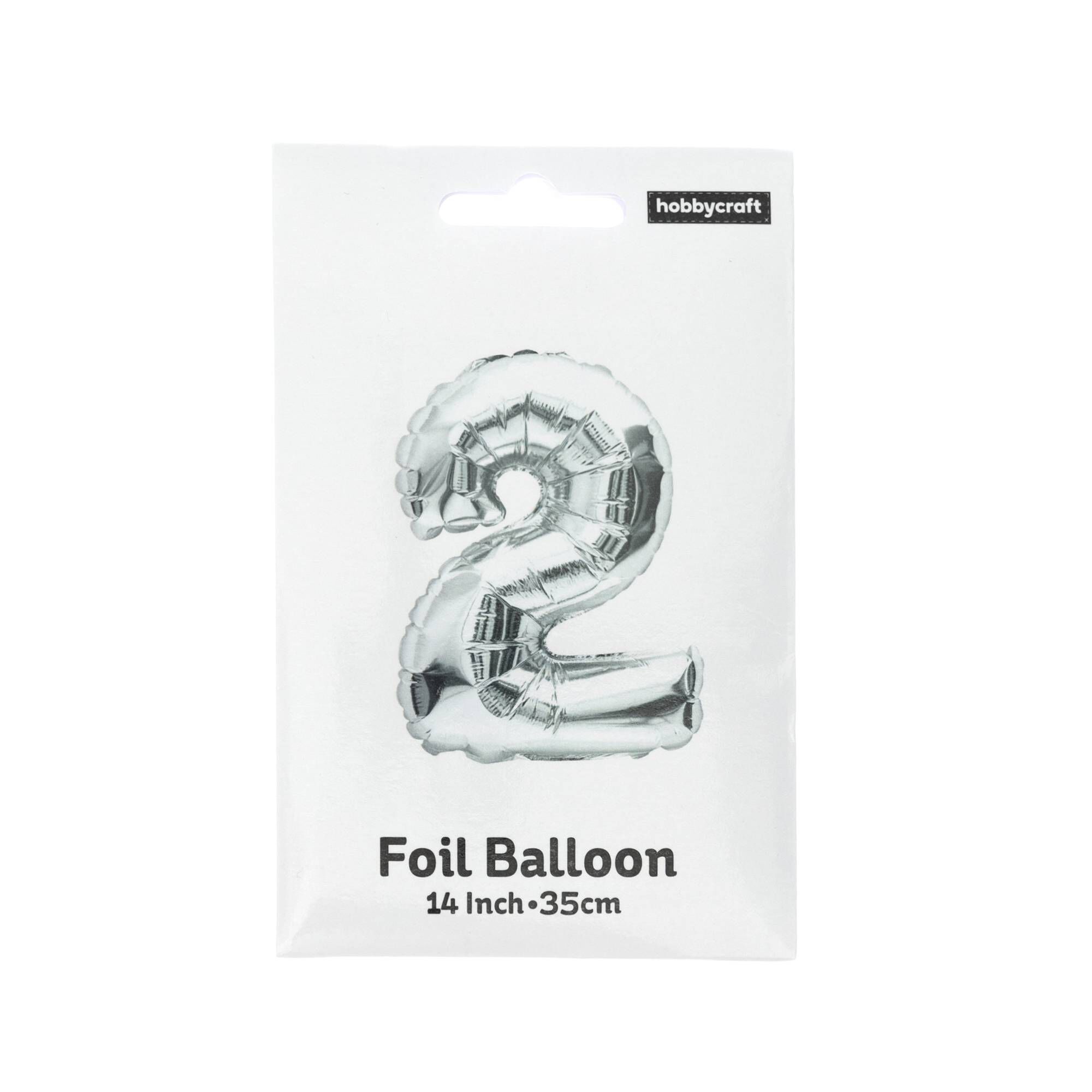 Silver Foil Number 2 Balloon | Hobbycraft