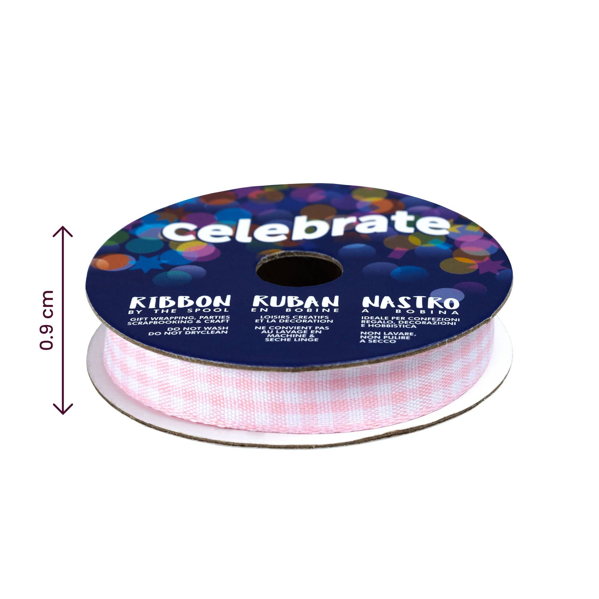 Light Pink Gingham Ribbon 9mm x 5m | Hobbycraft