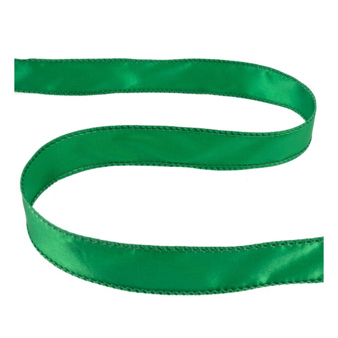 Bright Green Wire Edge Satin Ribbon 25mm x 3m | Hobbycraft