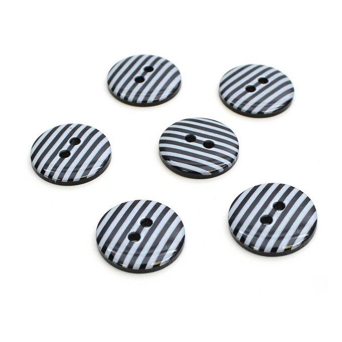 Hemline Black Novelty Stripey Button 6 Pack | Hobbycraft