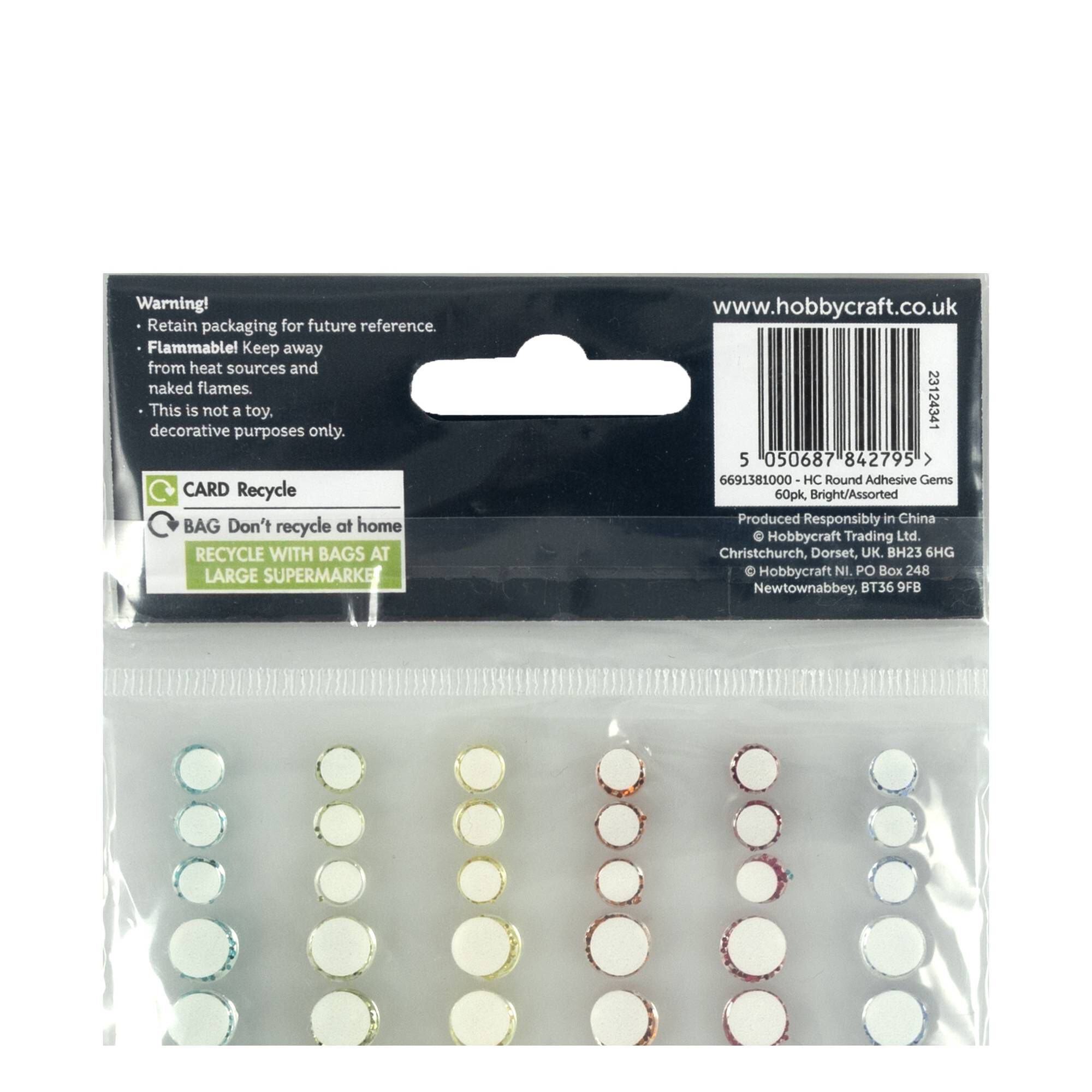 Bright Round Adhesive Gems 60 Pack | Hobbycraft