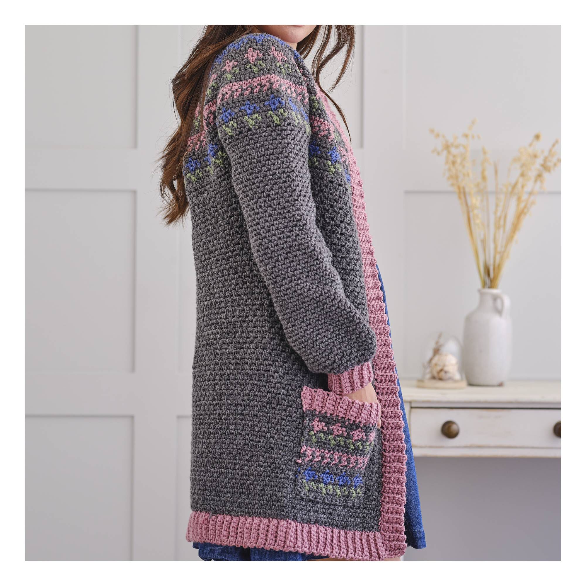 Knitcraft Crochet Flower Fair Isle Cardigan Digital Pattern 0359 ...