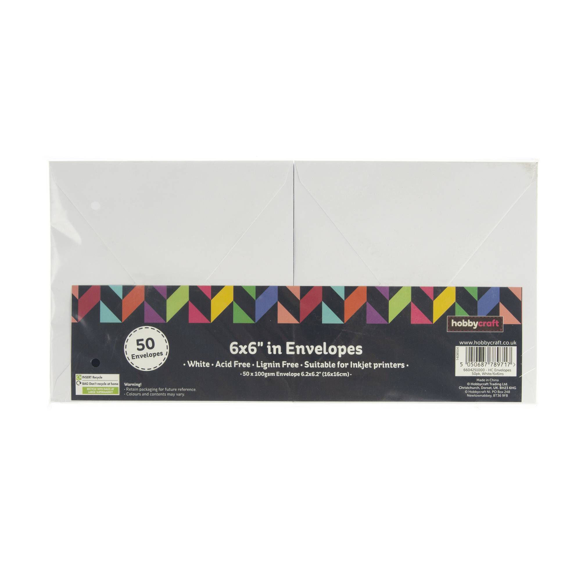 White Envelopes 6 x 6 Inches 50 Pack | Hobbycraft
