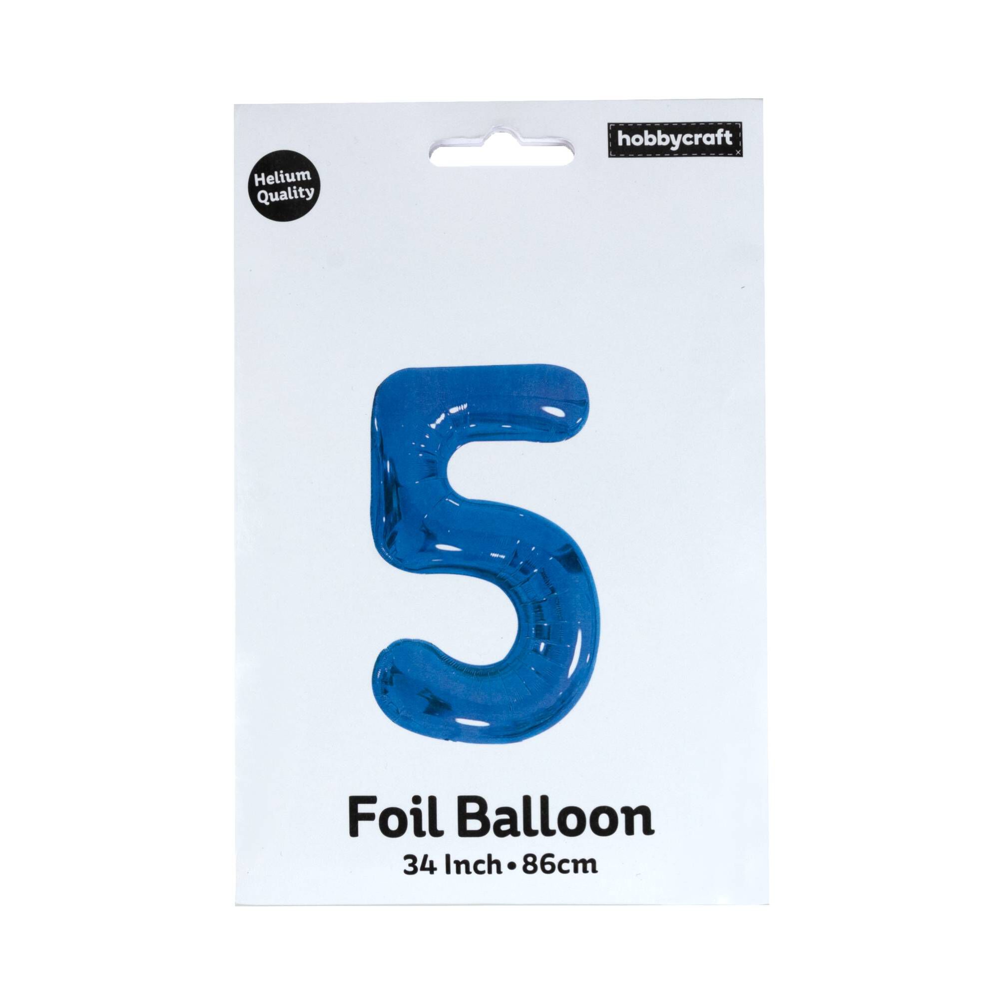 Extra Large Blue Foil Number 5 Balloon | Hobbycraft