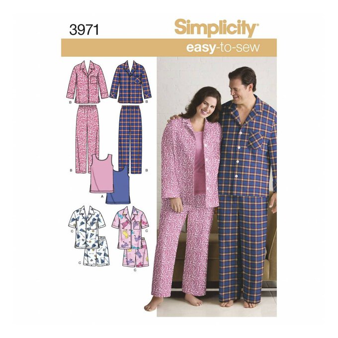 Simplicity Unisex Pyjamas Sewing Pattern 3971 (XL to XXL) | Hobbycraft