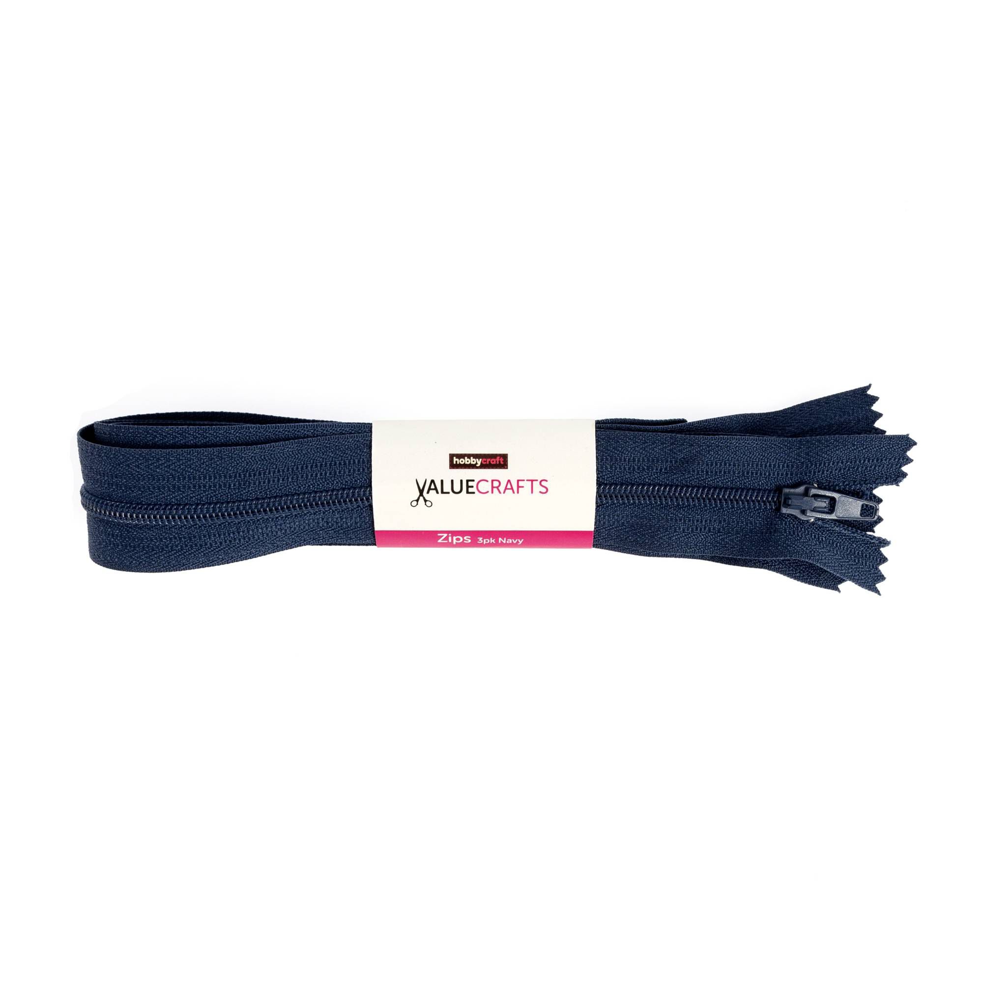 Valuecrafts Navy Blue Zips 27cm 3 Pack | Hobbycraft