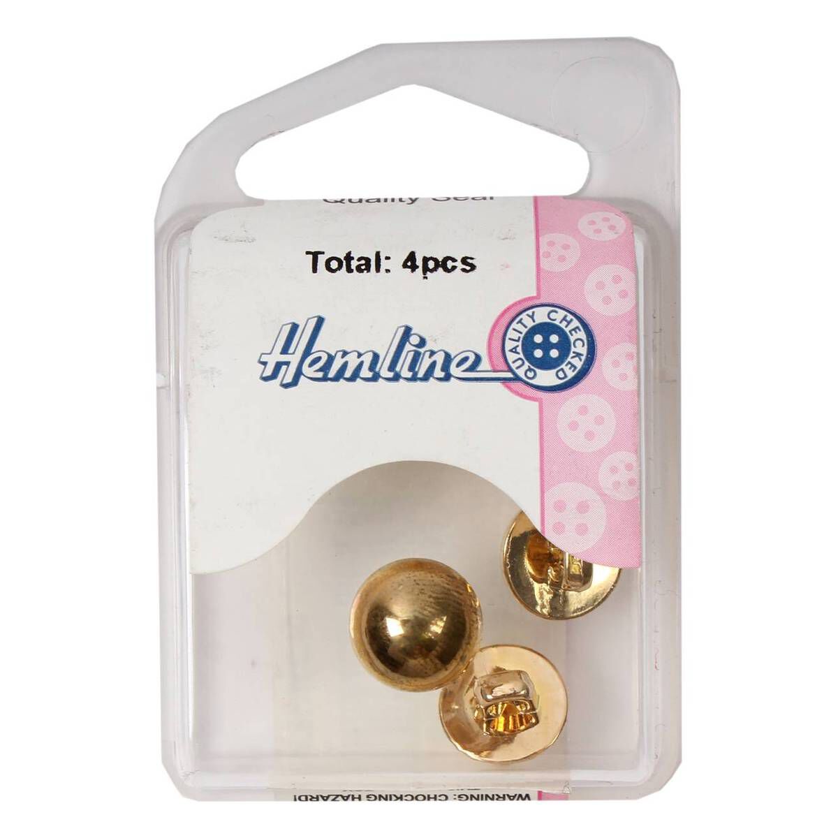 Hemline Gold Metal Dome Button 4 Pack | Hobbycraft