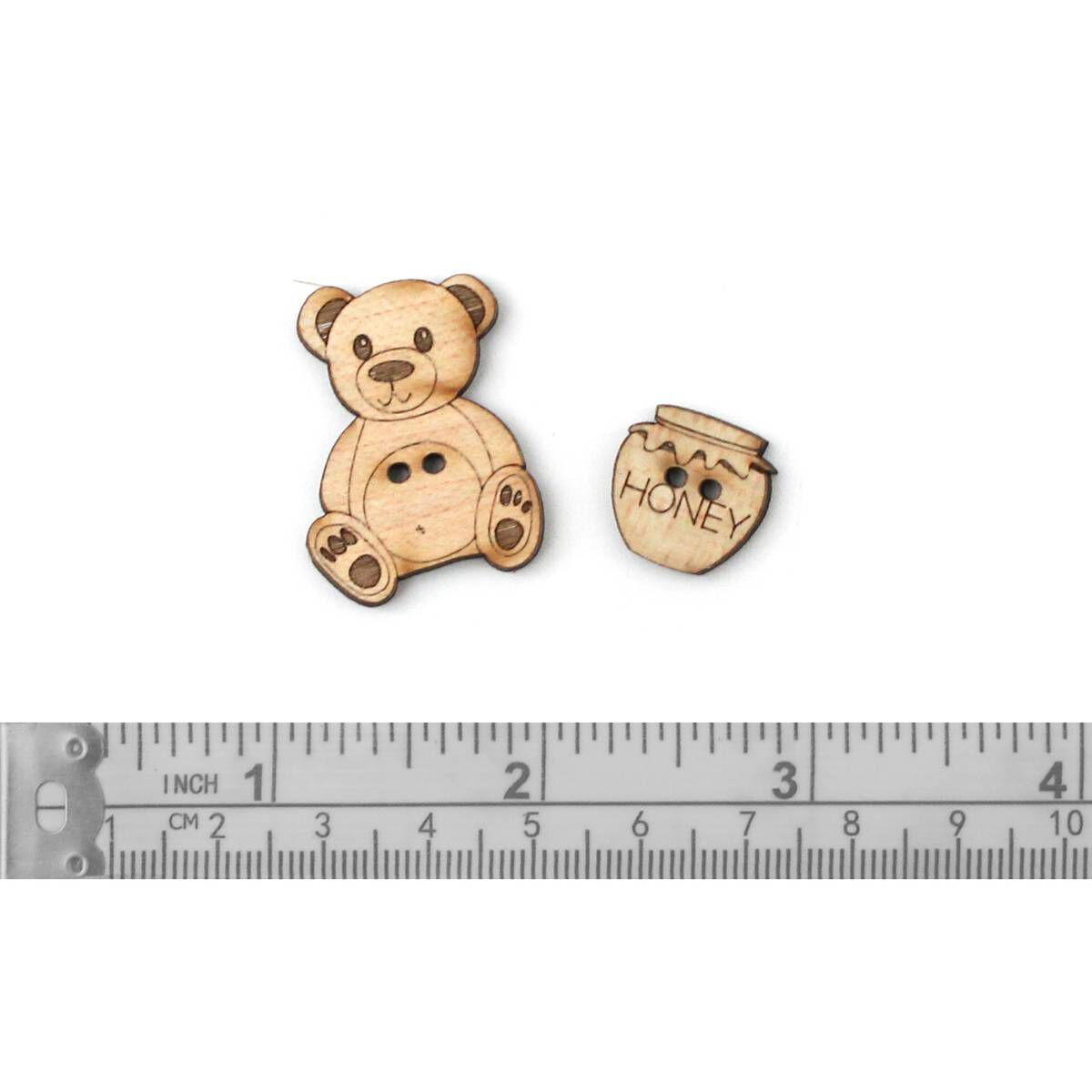 Trimits Wooden Teddy Bear Buttons 6 Pieces | Hobbycraft