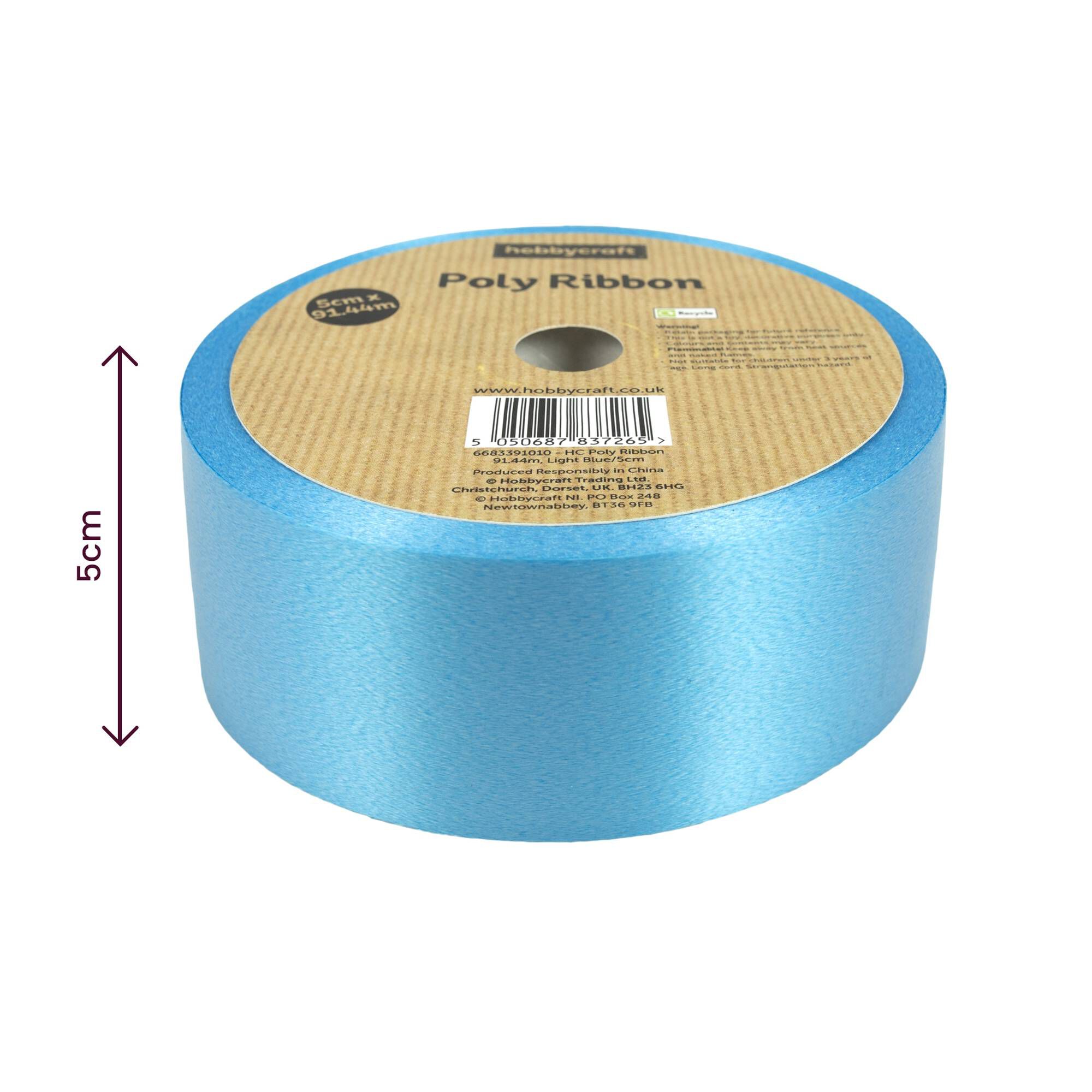 Light Blue Poly Ribbon 5cm x 91m | Hobbycraft