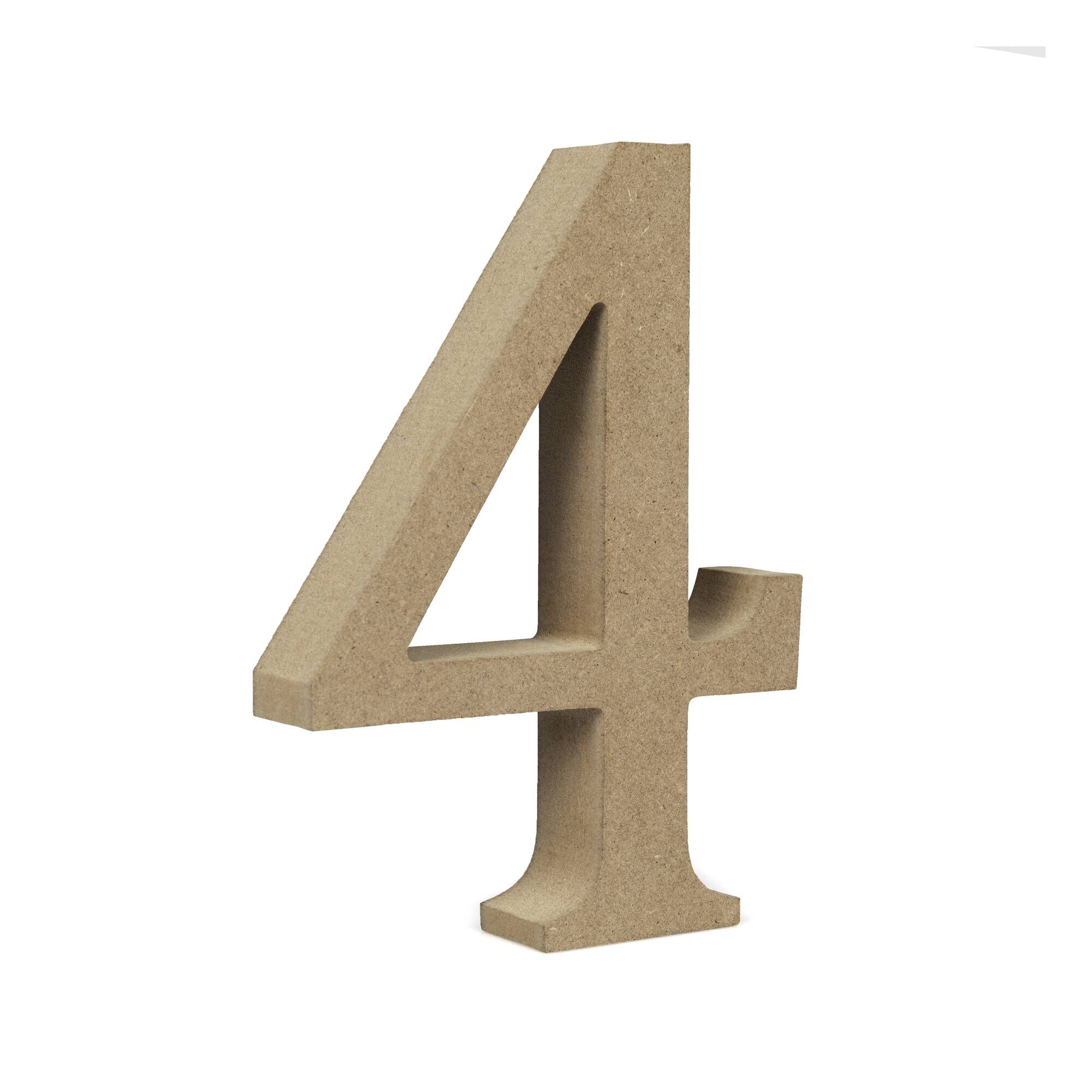MDF Wooden Number 4 13cm | Hobbycraft