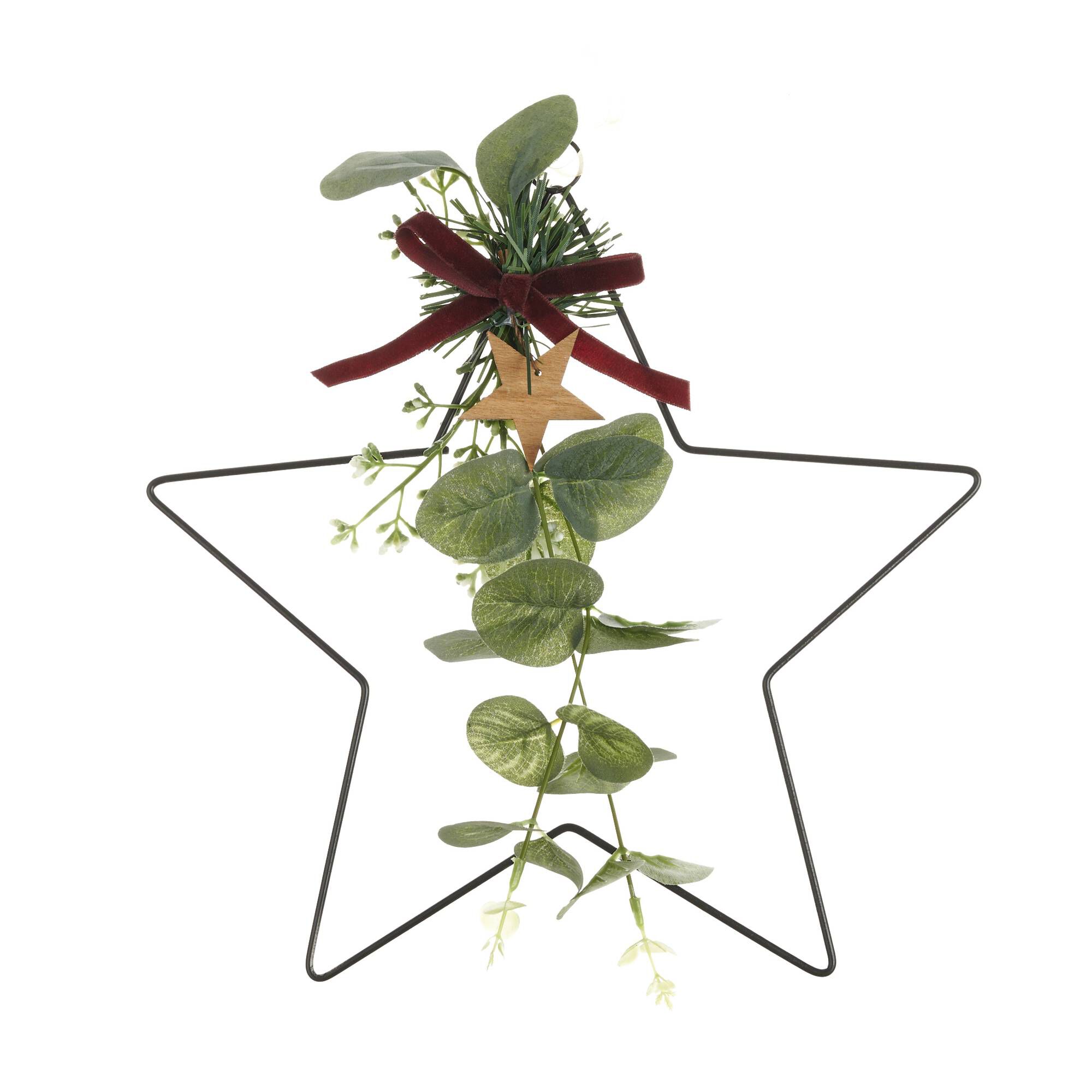 Christmas Wire Star Wreath with Greenery 28.5cm | Hobbycraft