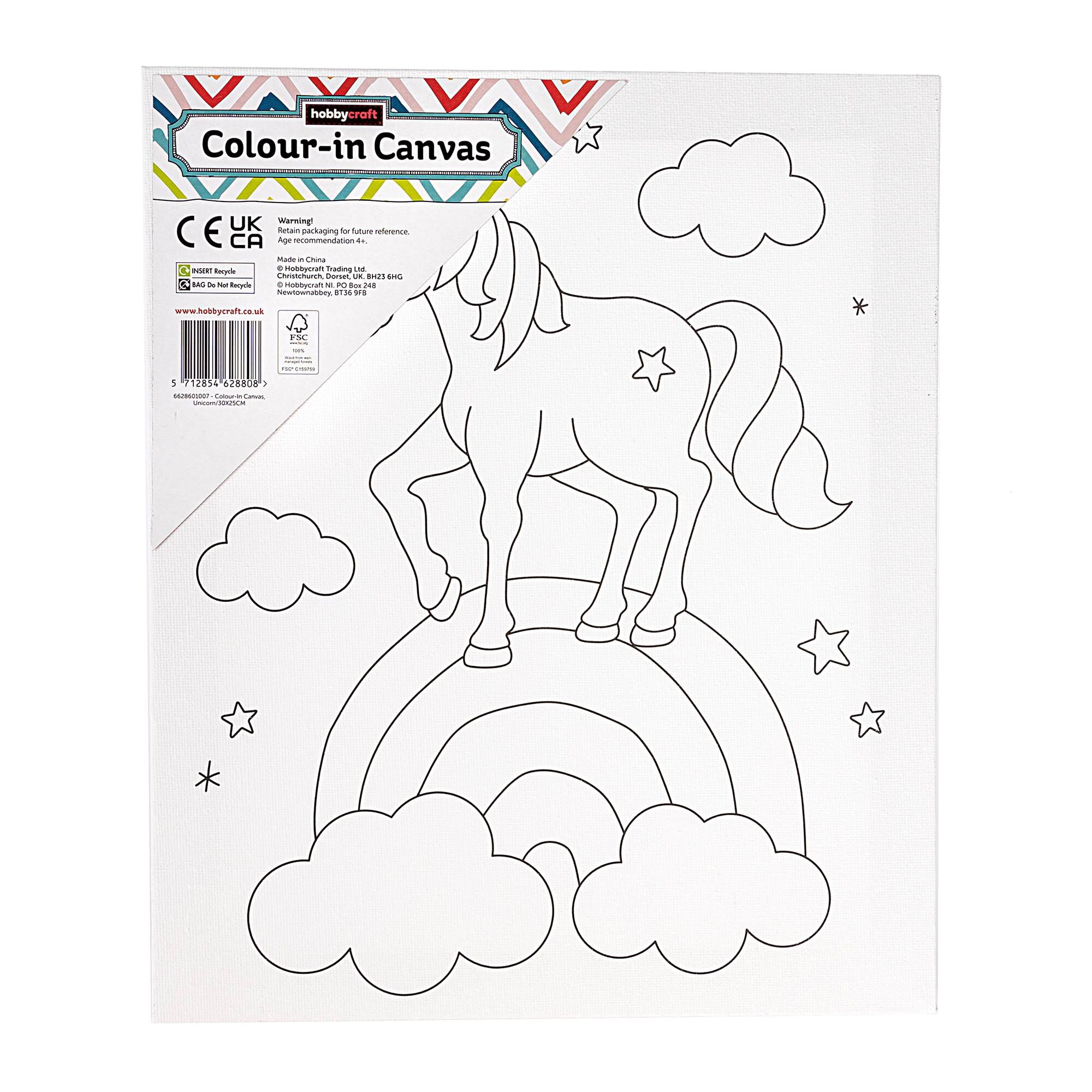 Unicorn Colour-in Canvas | Hobbycraft