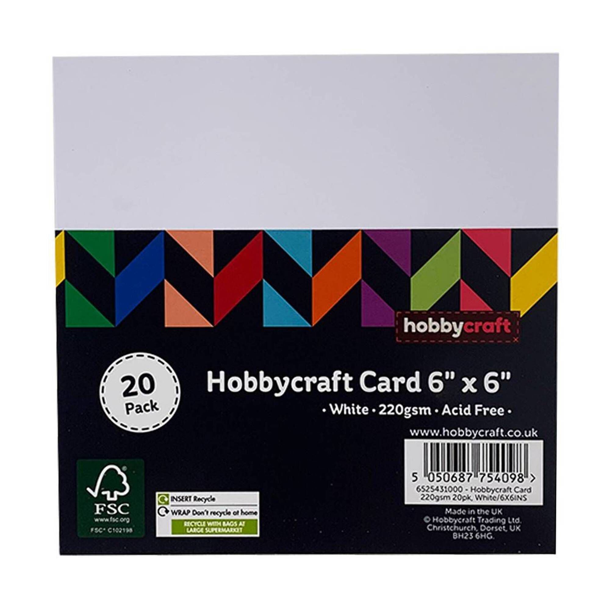 White Card 6 x 6 Inches 20 Pack | Hobbycraft