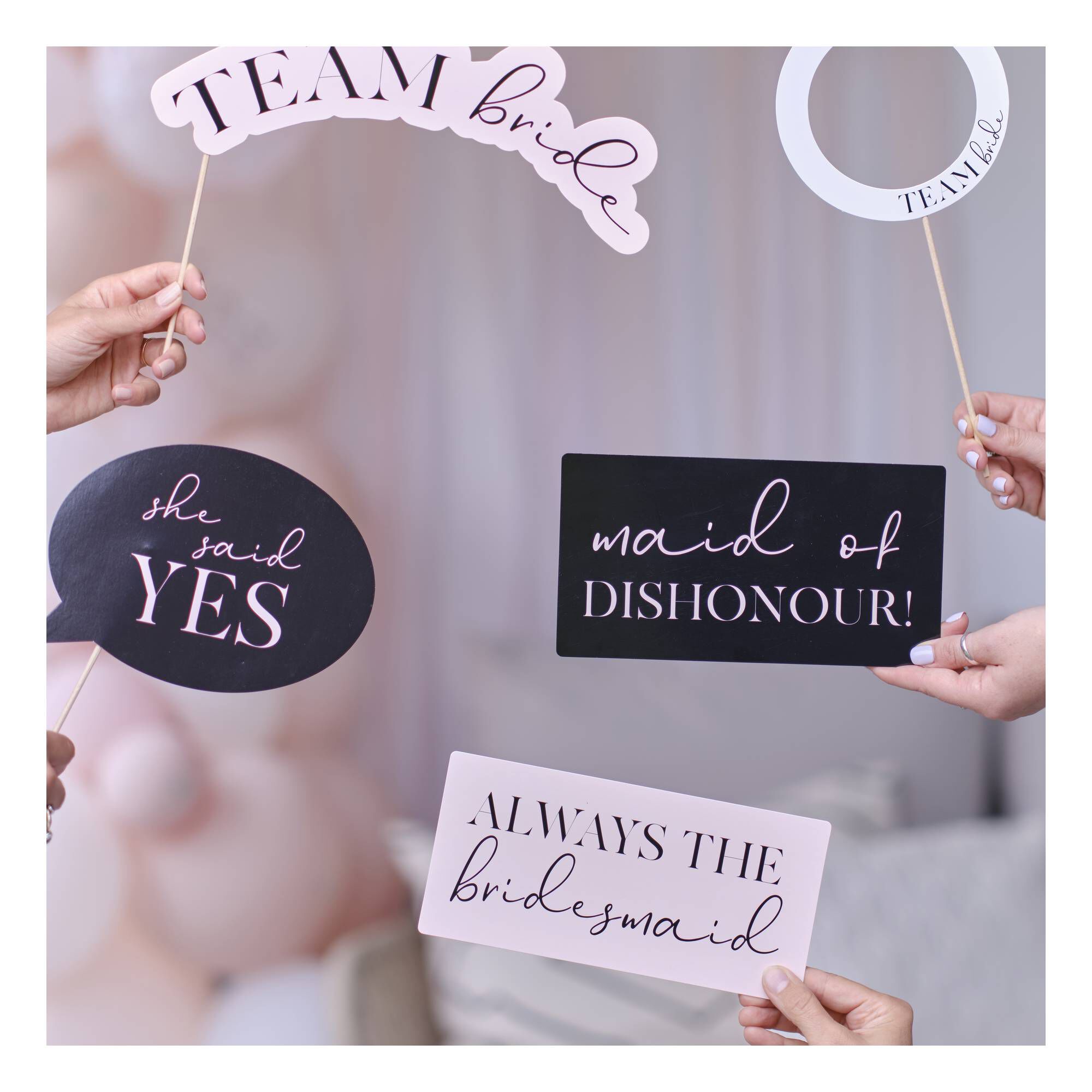 Ginger Ray Pink and Black Hen Party Photo Booth Props 10 Pieces ...