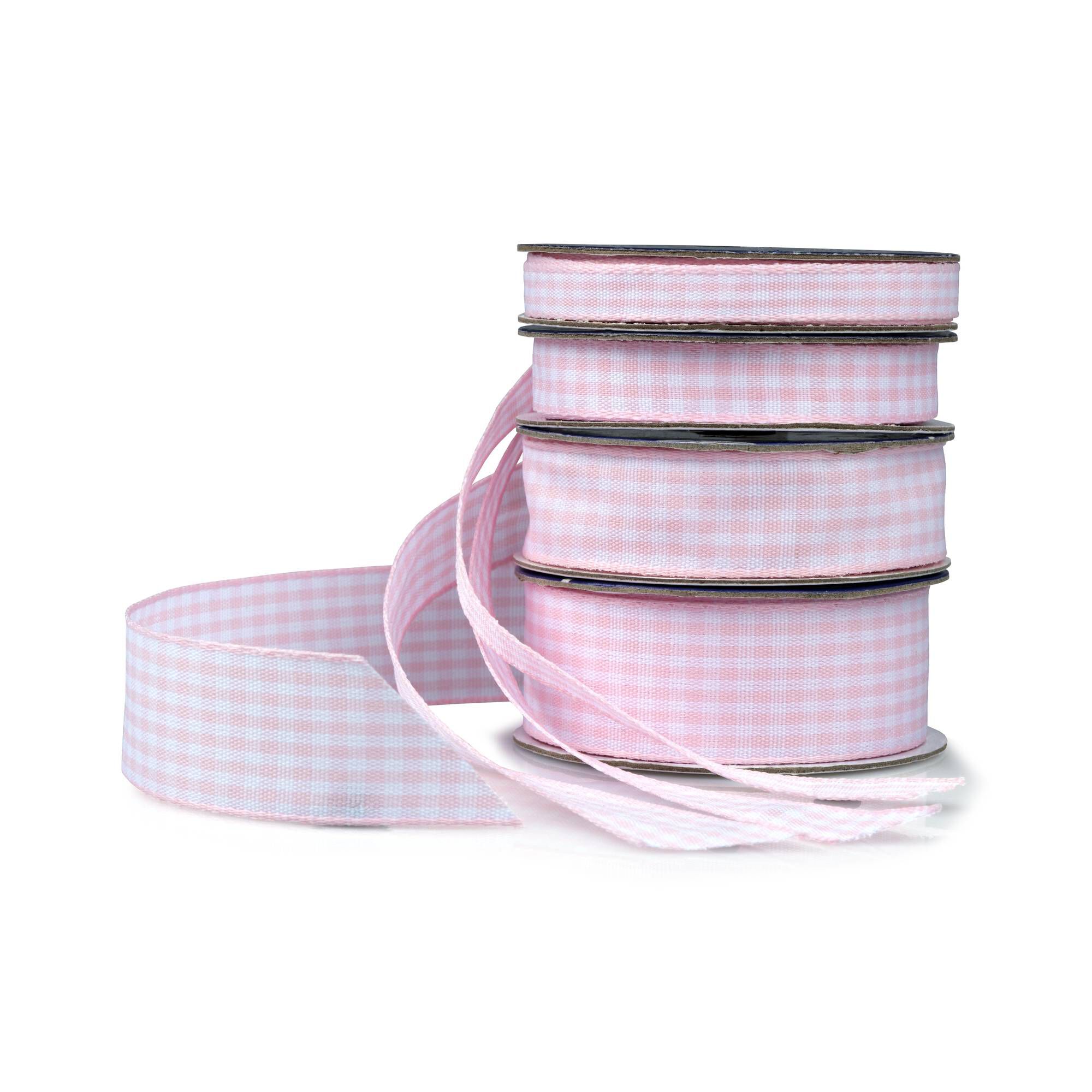 Light Pink Gingham Ribbon 9mm x 5m | Hobbycraft