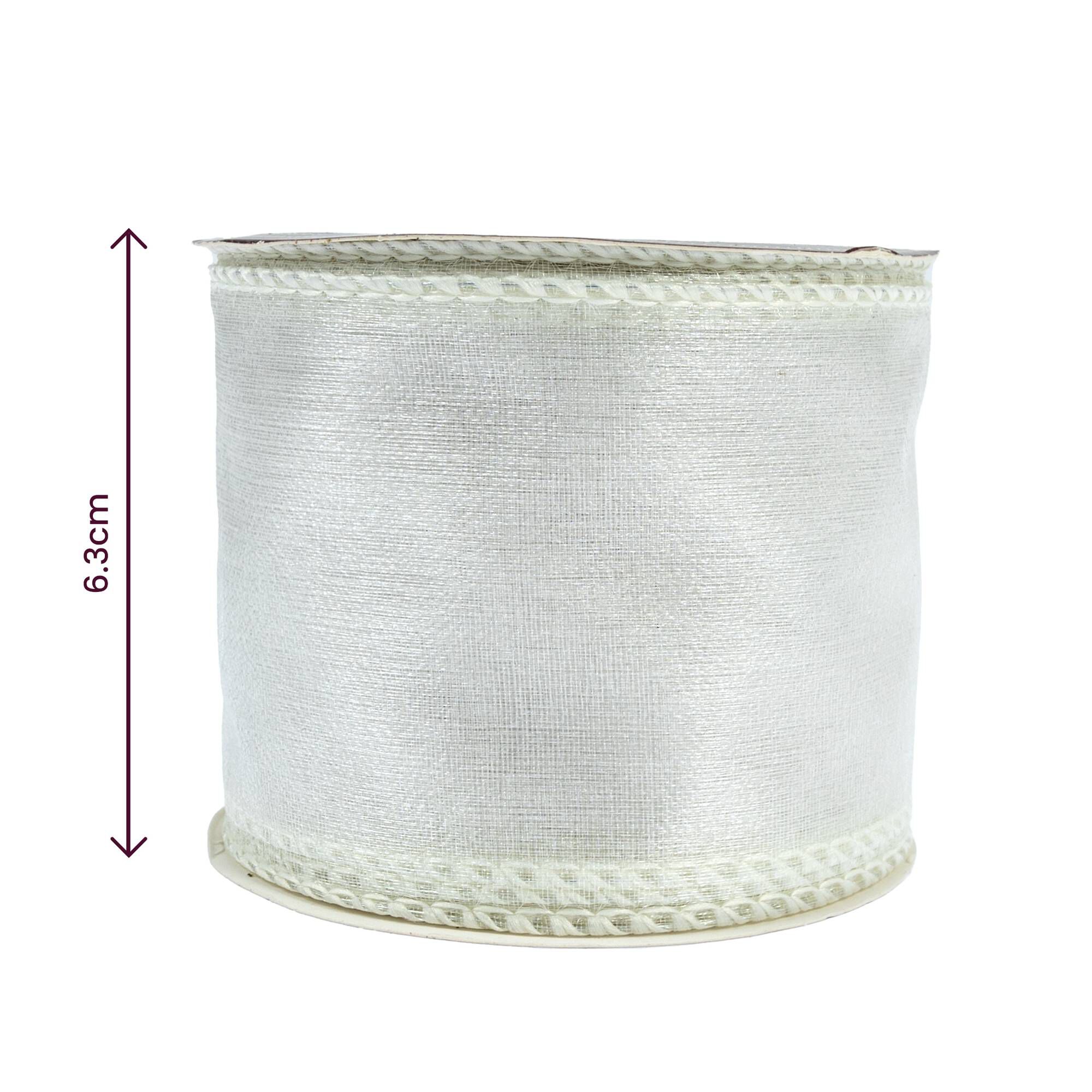Silver Wire Edge Organza Ribbon 63mm x 3m | Hobbycraft