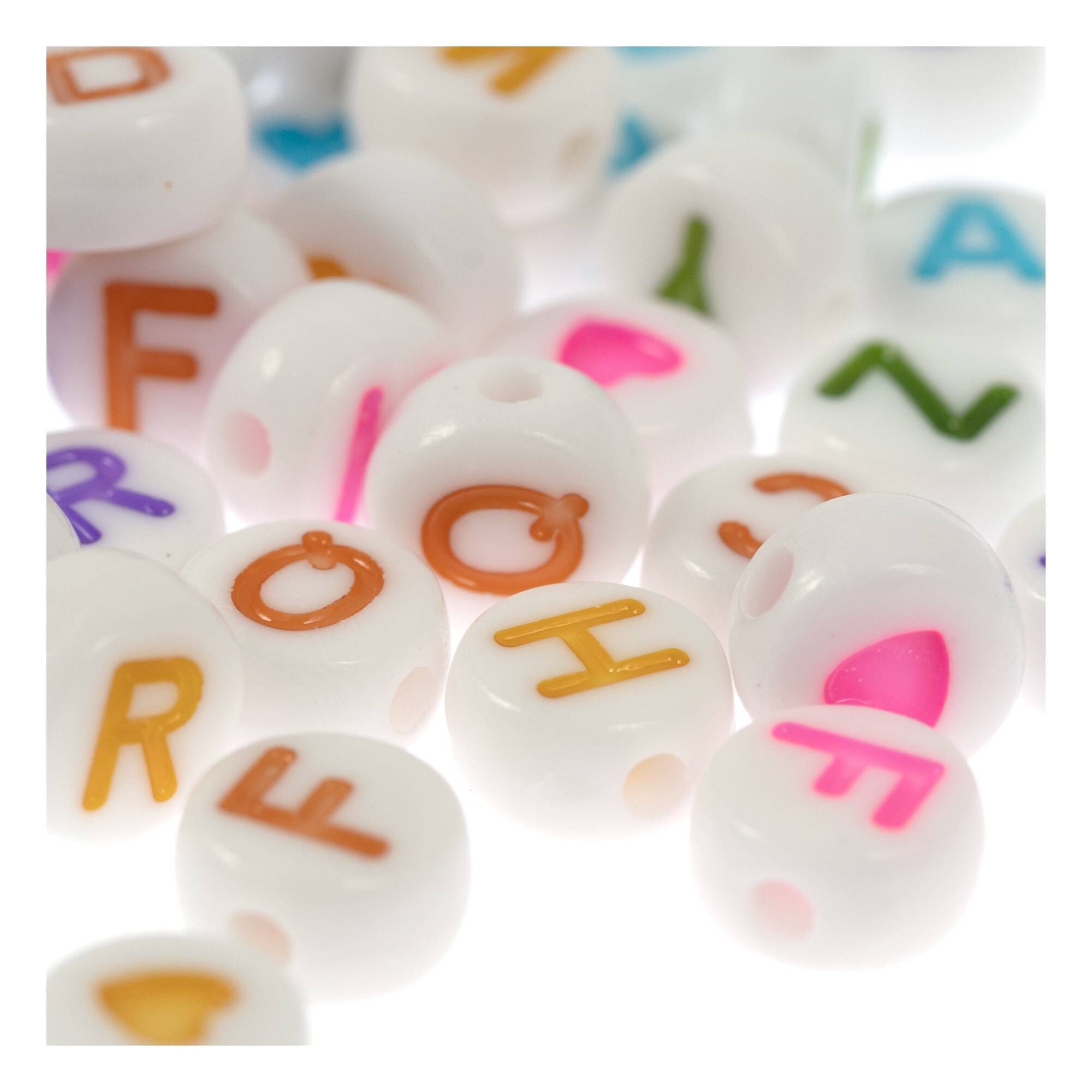 Multicolour Letter White Alphabet Beads 40g | Hobbycraft