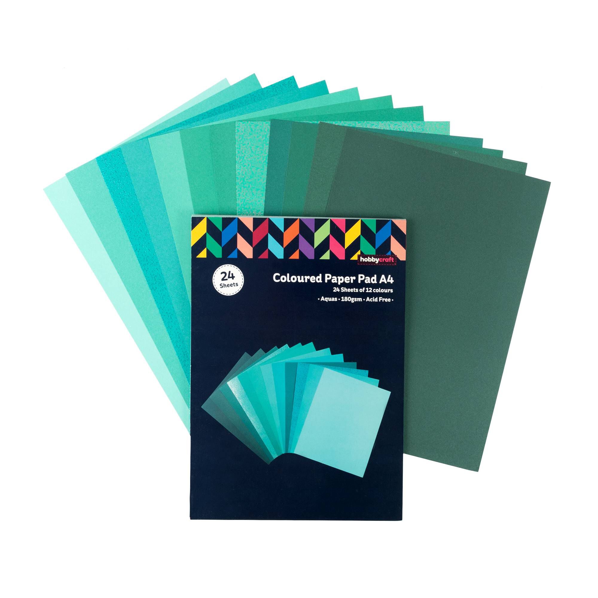 Aqua Coloured Paper Pad A4 24 Pack | Hobbycraft