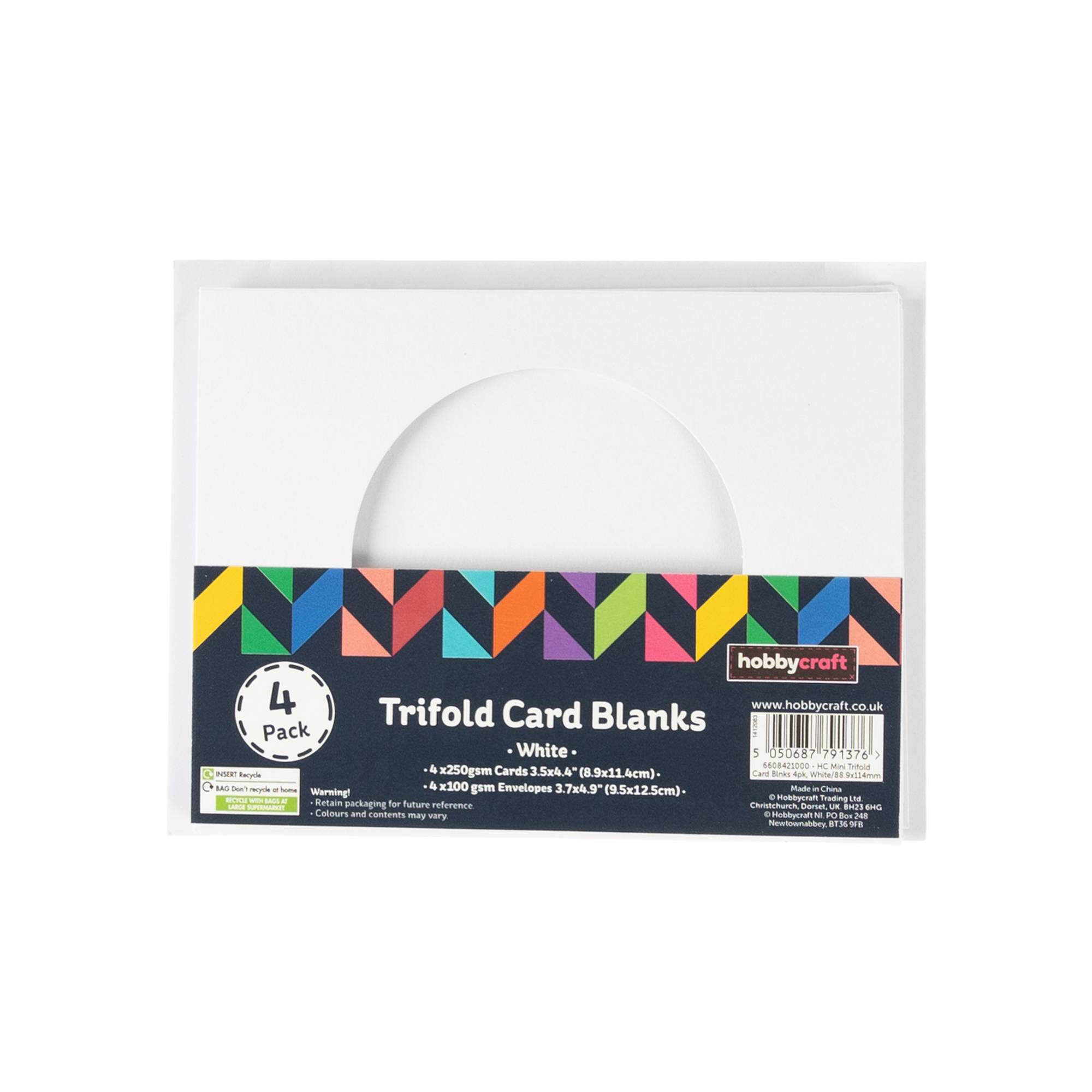 Mini White Trifold Circle Aperture Cards 4 Pack | Hobbycraft