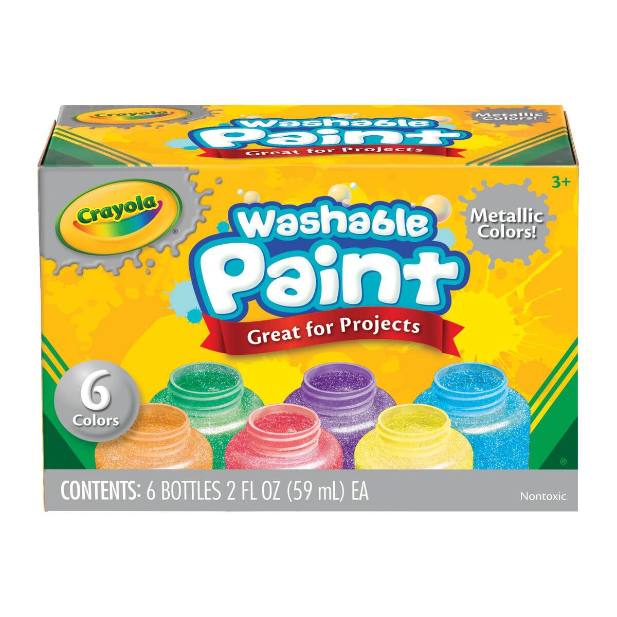 Crayola Washable Metallic Paints 6 Pack | Hobbycraft