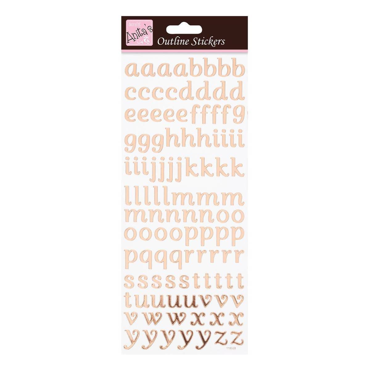 Anita's Rose Gold Lowercase Script Alphabet Outline Stickers | Hobbycraft
