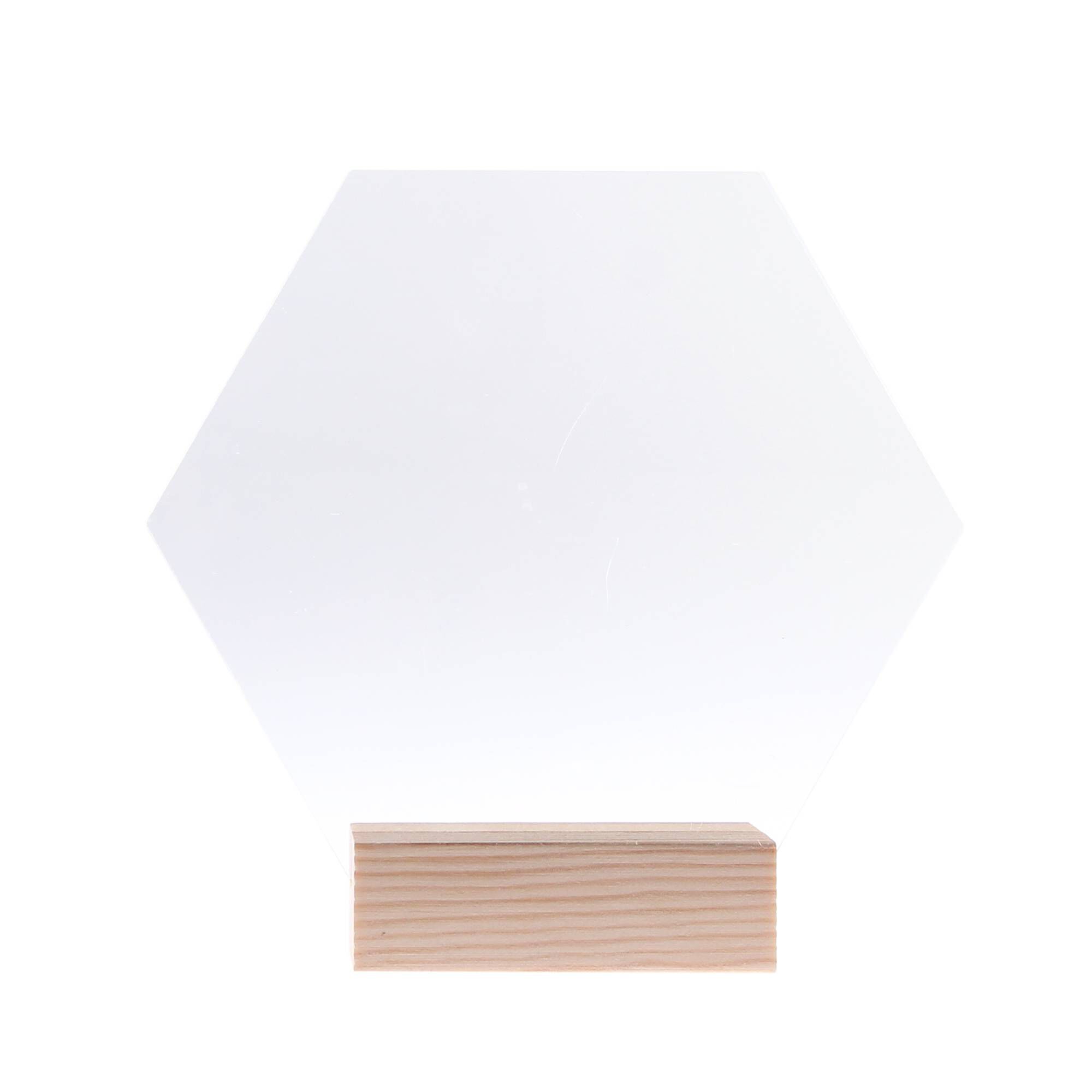 Clear Hexagon Acrylic Table Sign 16cm | Hobbycraft