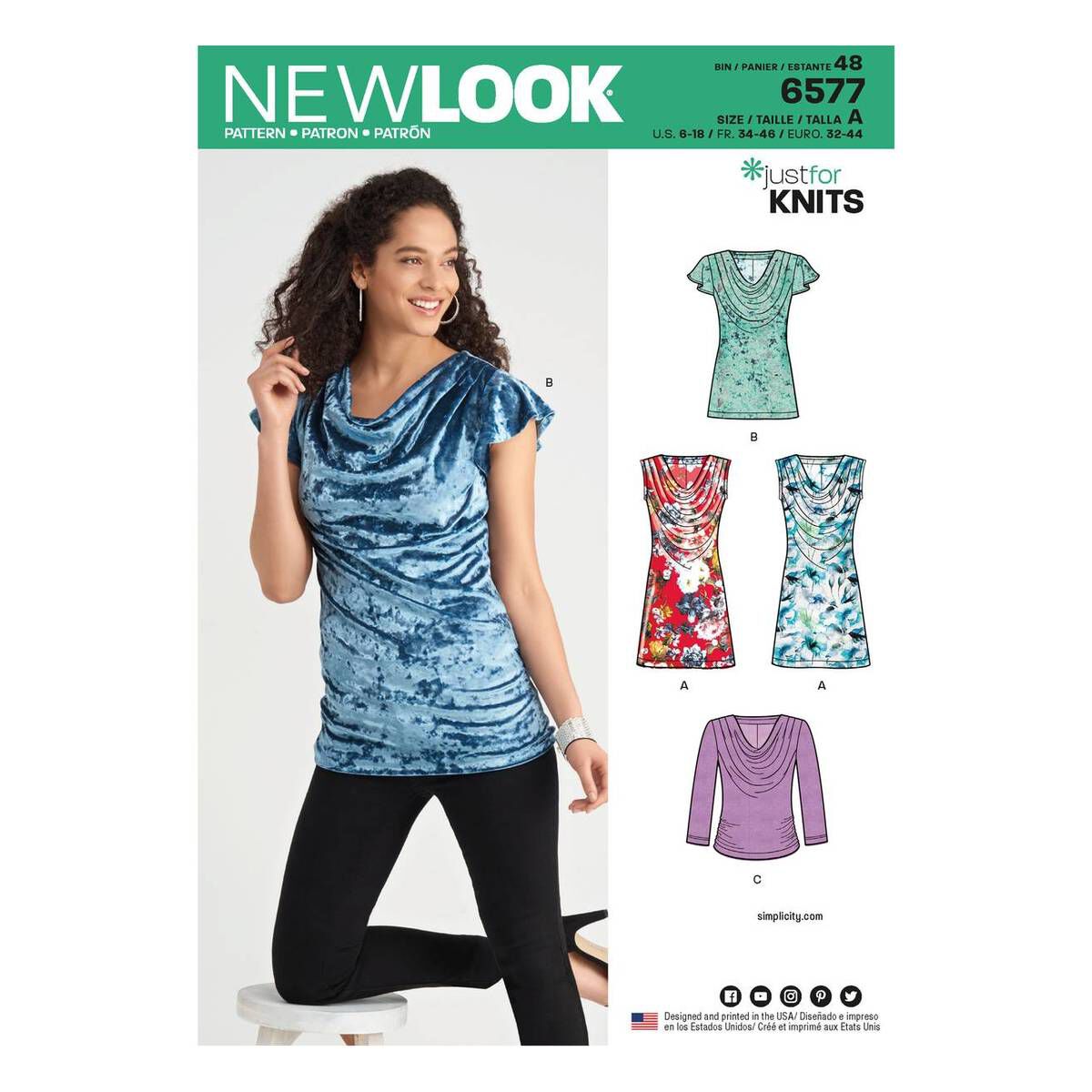 New Look Women's Knit Top Sewing Pattern 6577 | Hobbycraft