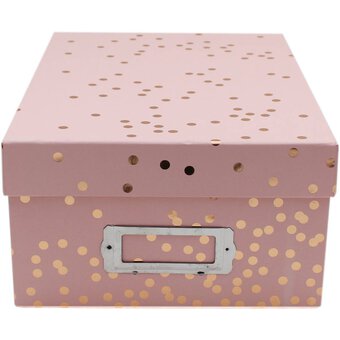 Rose Gold Dot Storage Box 28.8cm x 19.7cm x 11.5cm | Hobbycraft