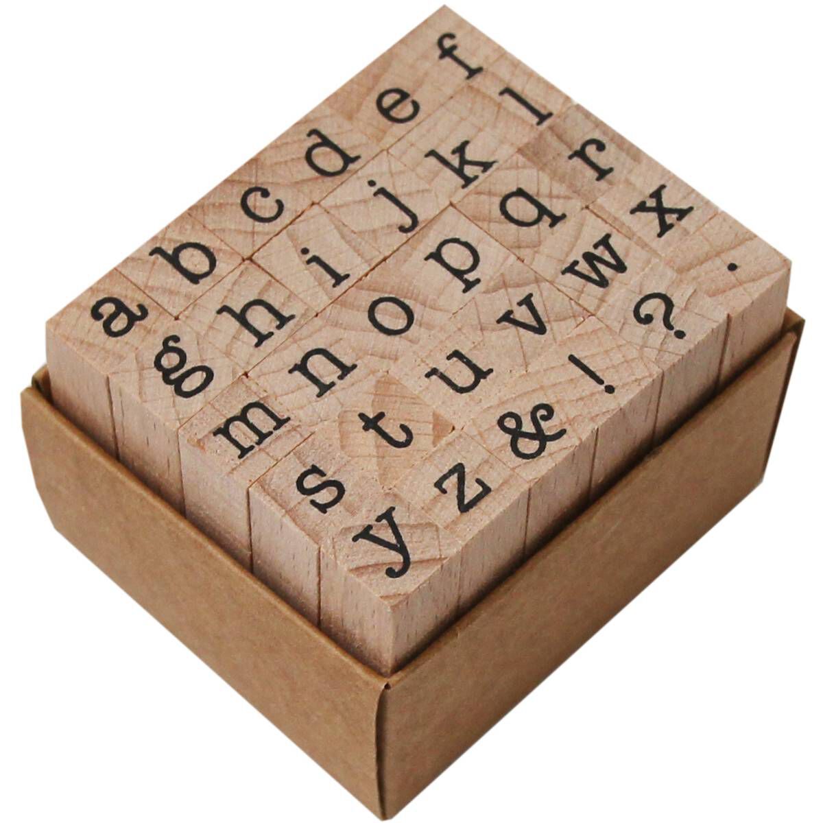 Typewriter Mini Alphabet Wooden Stamp Set 30 Pieces | Hobbycraft