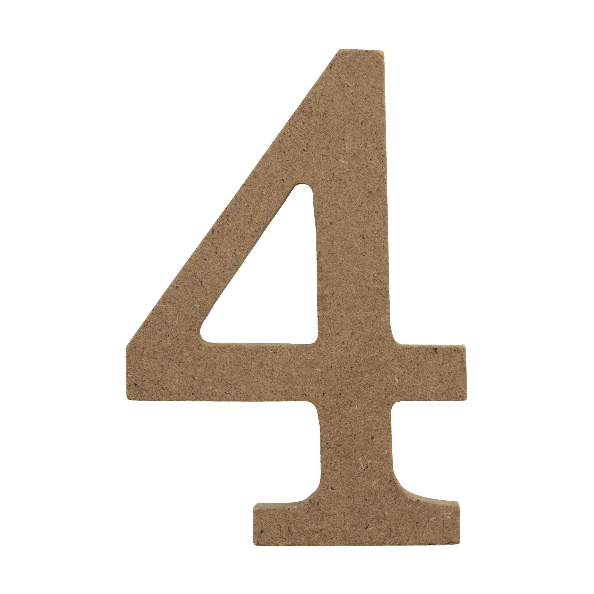 Mini MDF Wooden Number 4 8cm | Hobbycraft