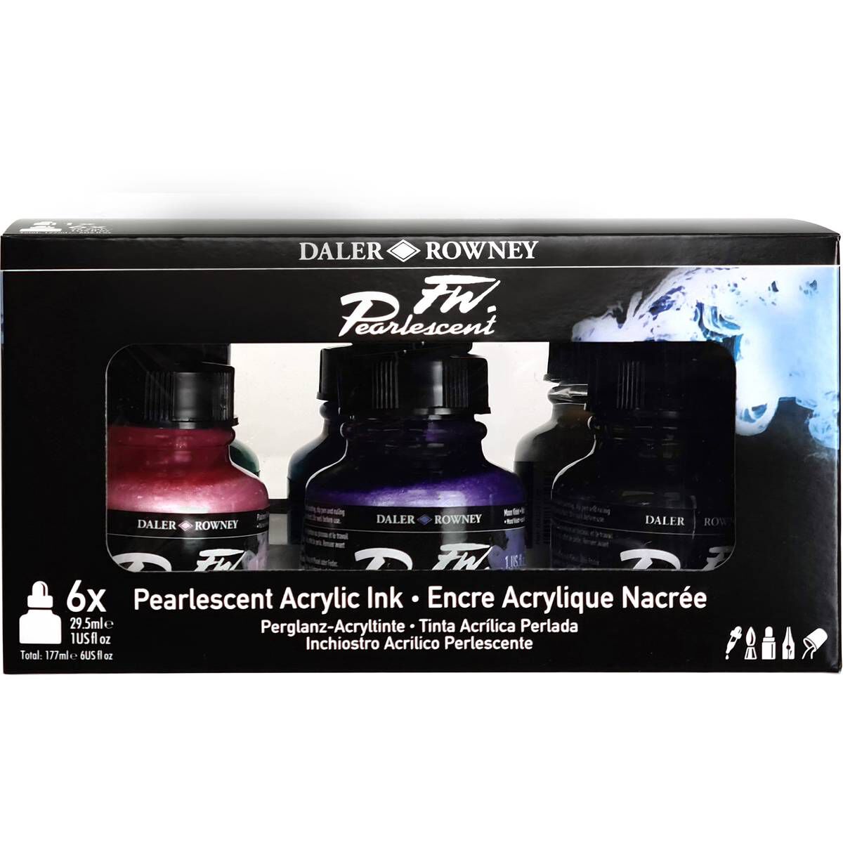 Daler-Rowney FW Pearlescent Acrylic Ink 29.5ml 6 Pack | Hobbycraft