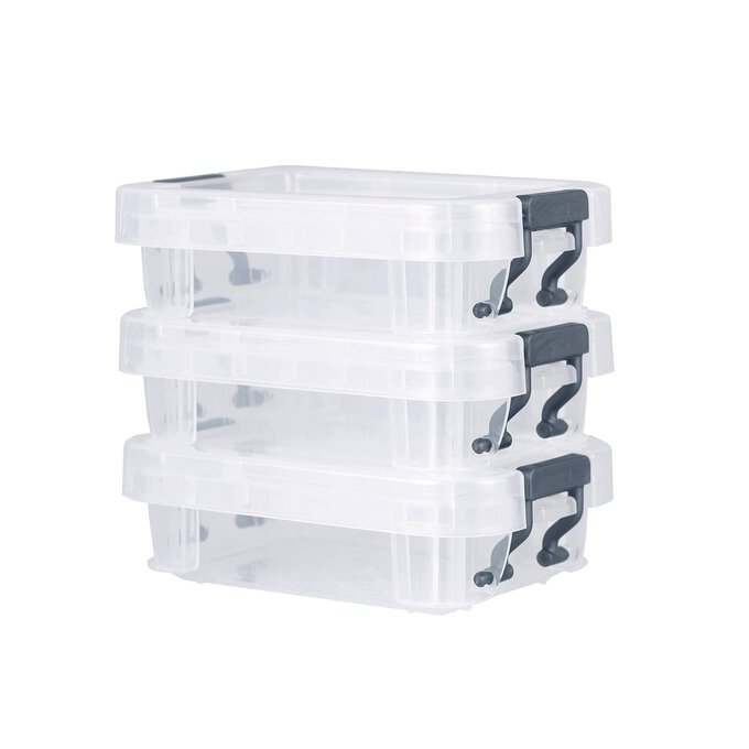 Whitefurze Allstore 0.1 Litre Clear Storage Box 3 Pack | Hobbycraft
