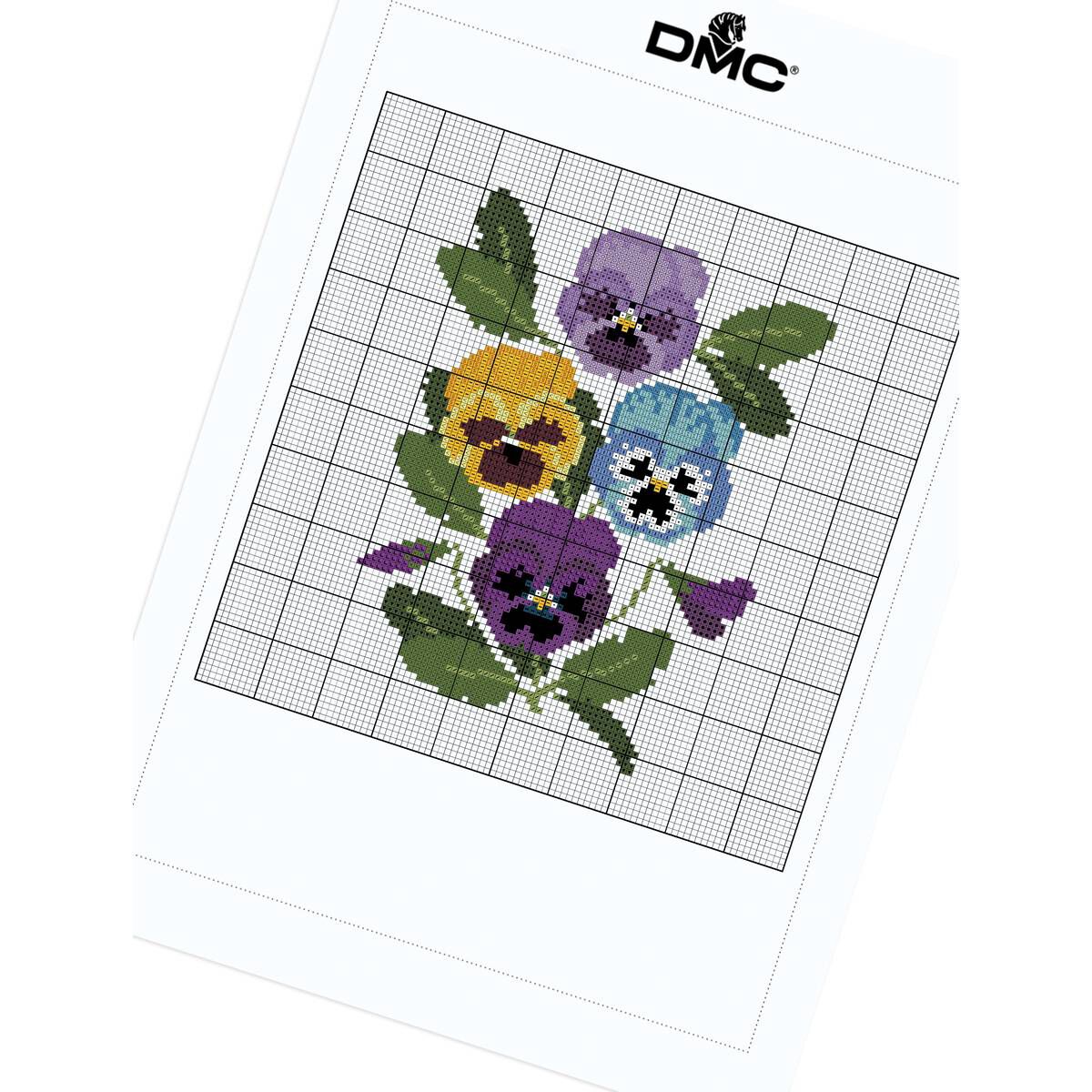 FREE PATTERN DMC Decorative Pansies Cross Stitch 0155 | Hobbycraft