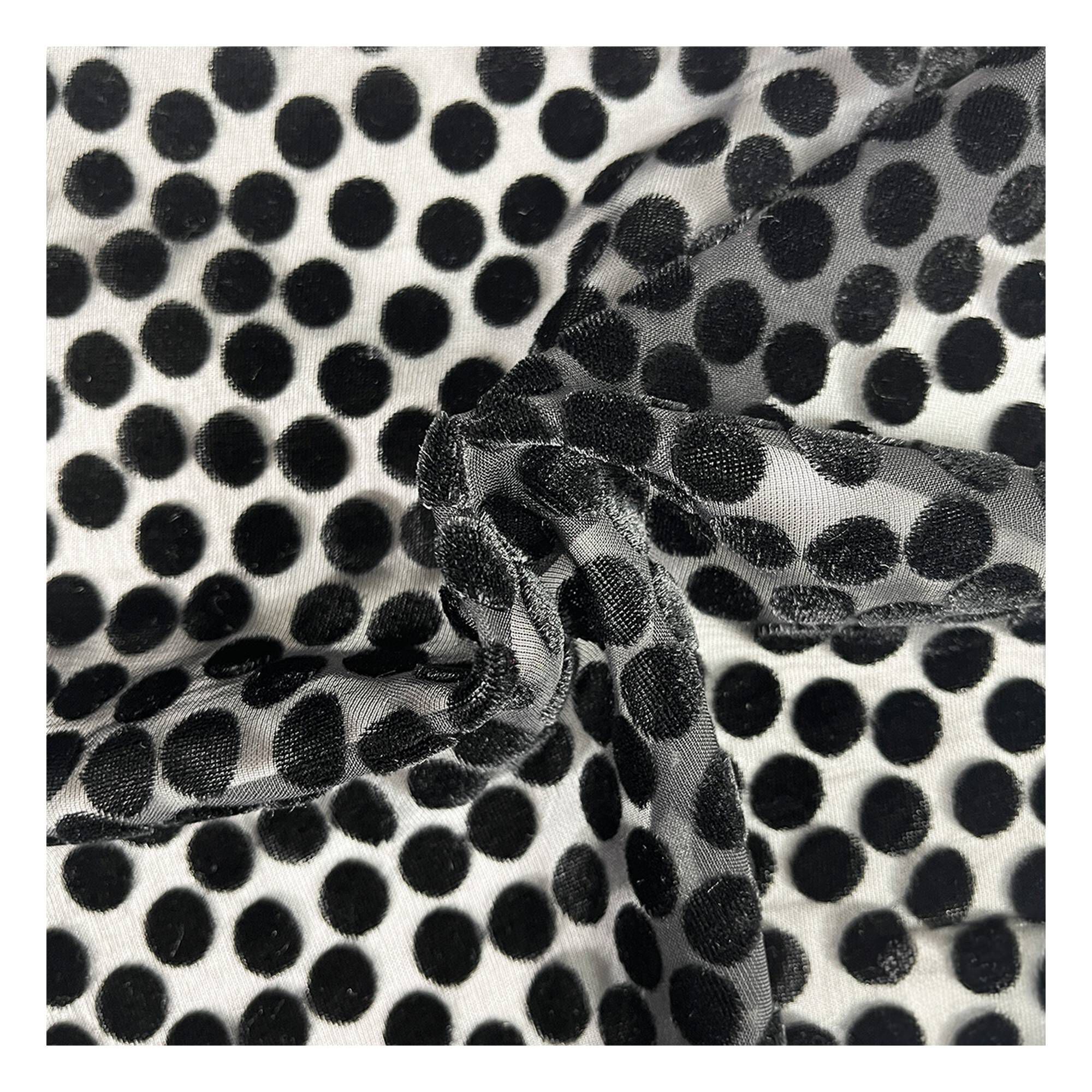 Black Dot Nylon Rayon Burnout Fabric by the Metre | Hobbycraft