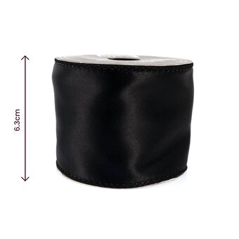 Black Wire Edge Satin Ribbon 63mm x 3m | Hobbycraft