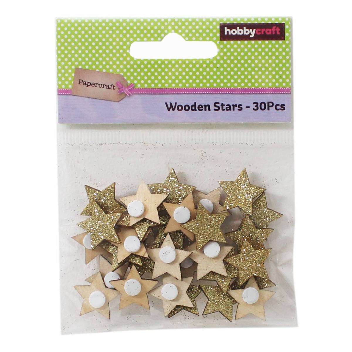 Gold Glitter Wooden Stars 30 Pack | Hobbycraft
