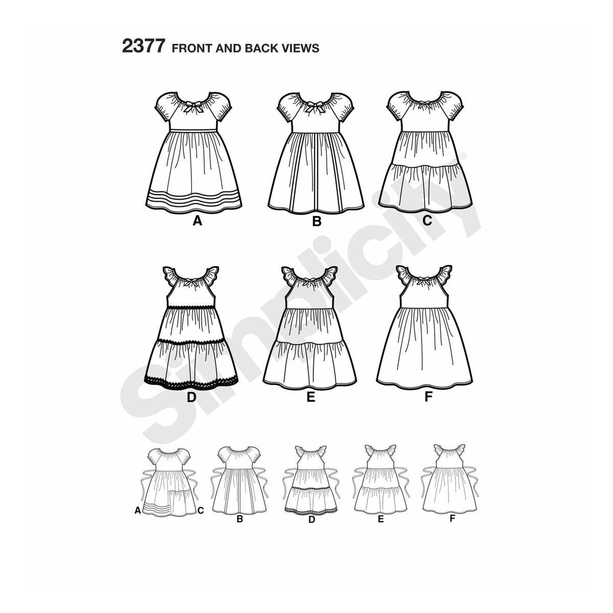 Simplicity Kids’ Dress Sewing Pattern 2377 (3-8) | Hobbycraft