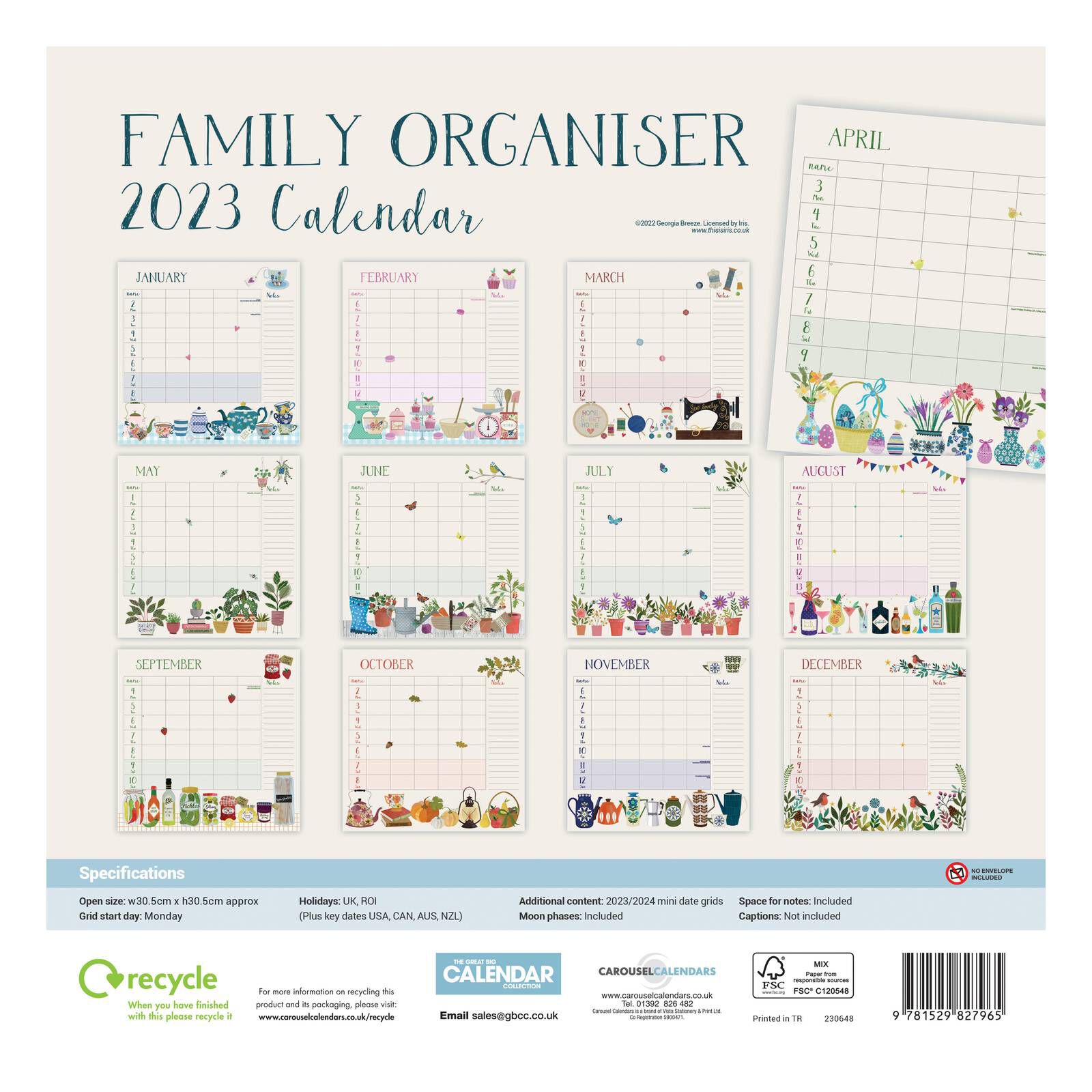 Georgia Breeze Family Organiser Calendar 2023 Hobbycraft Georgia Breeze Family Organiser Calendar 2023 Hobbycraft