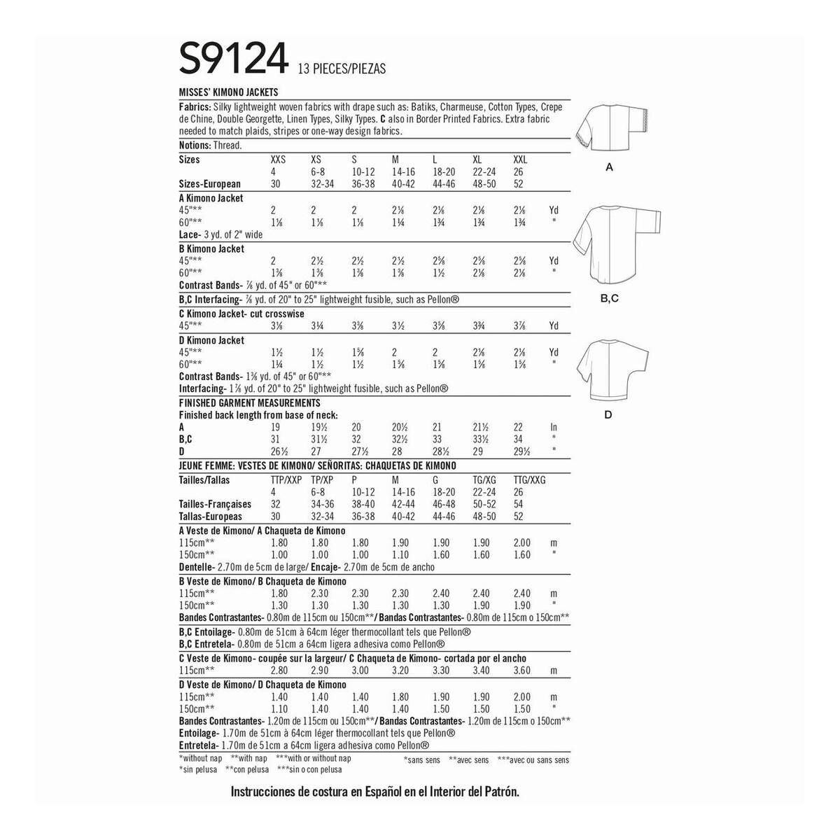 Simplicity Women’s Jacket Sewing Pattern S9124 (XXS-XXL) | Hobbycraft