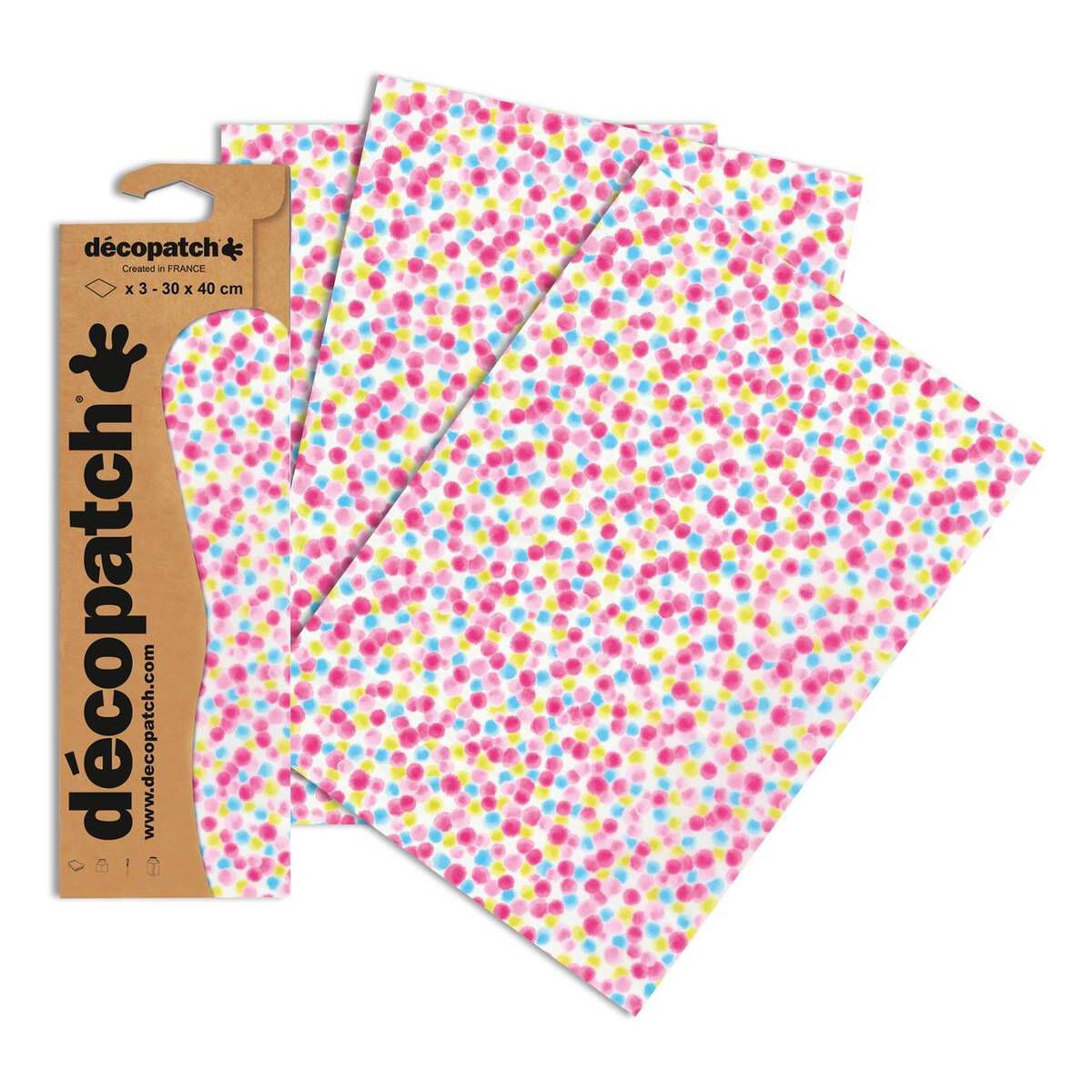 Decopatch Watercolour Dots Paper 3 Sheets | Hobbycraft