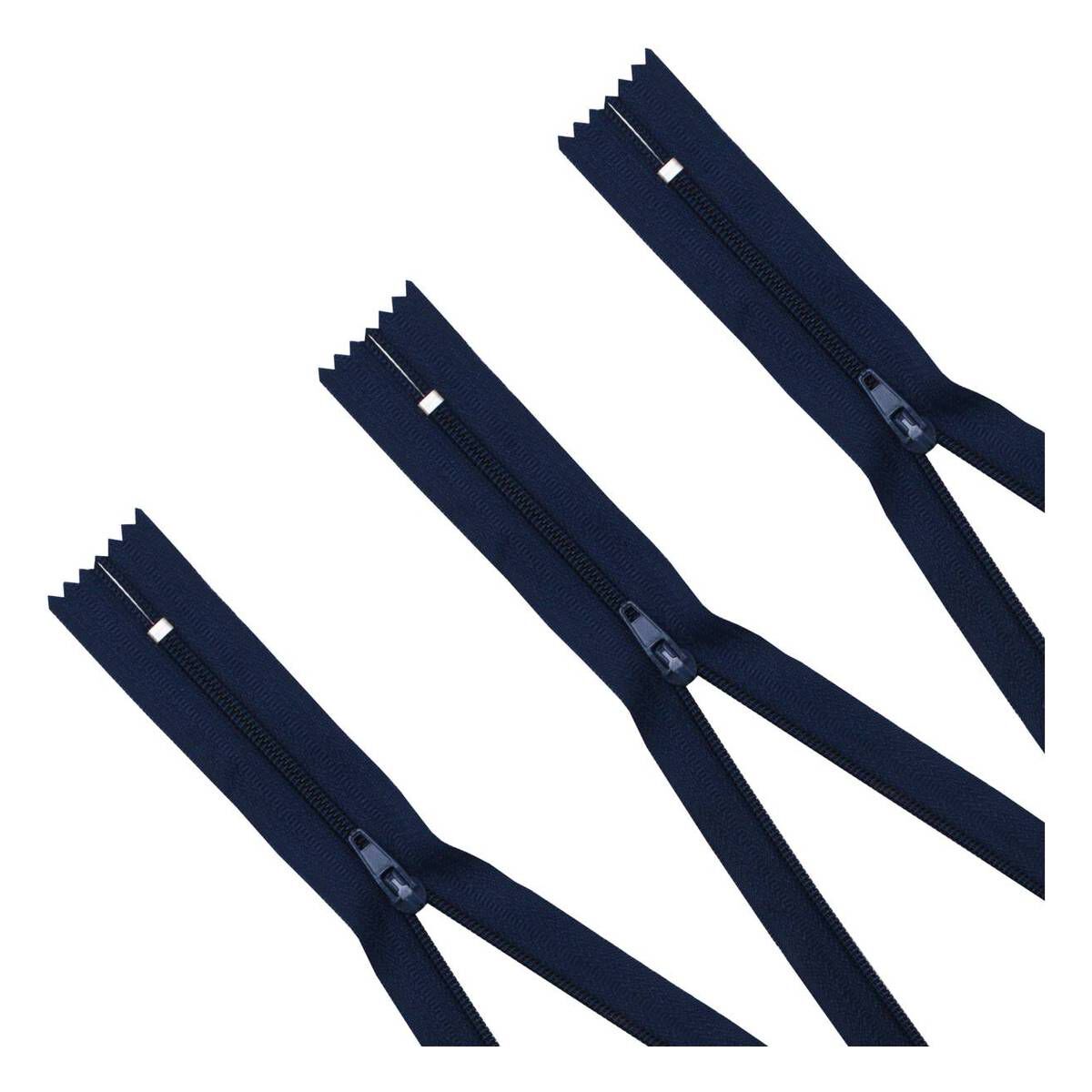 Navy Blue Zips 27cm 3 Pack | Hobbycraft