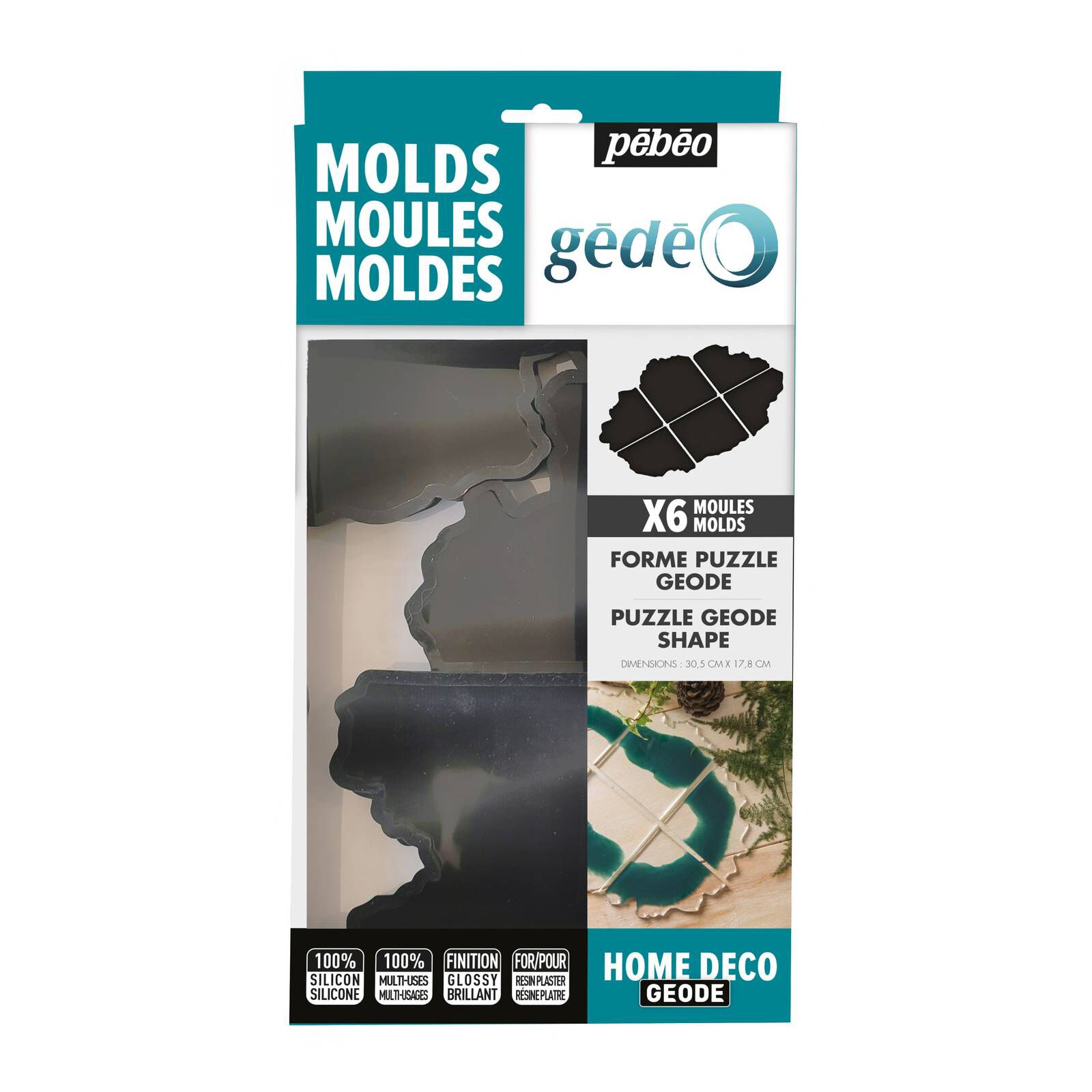 Pebeo Gedeo Puzzle Geode Shape Moulds 6 Pack | Hobbycraft