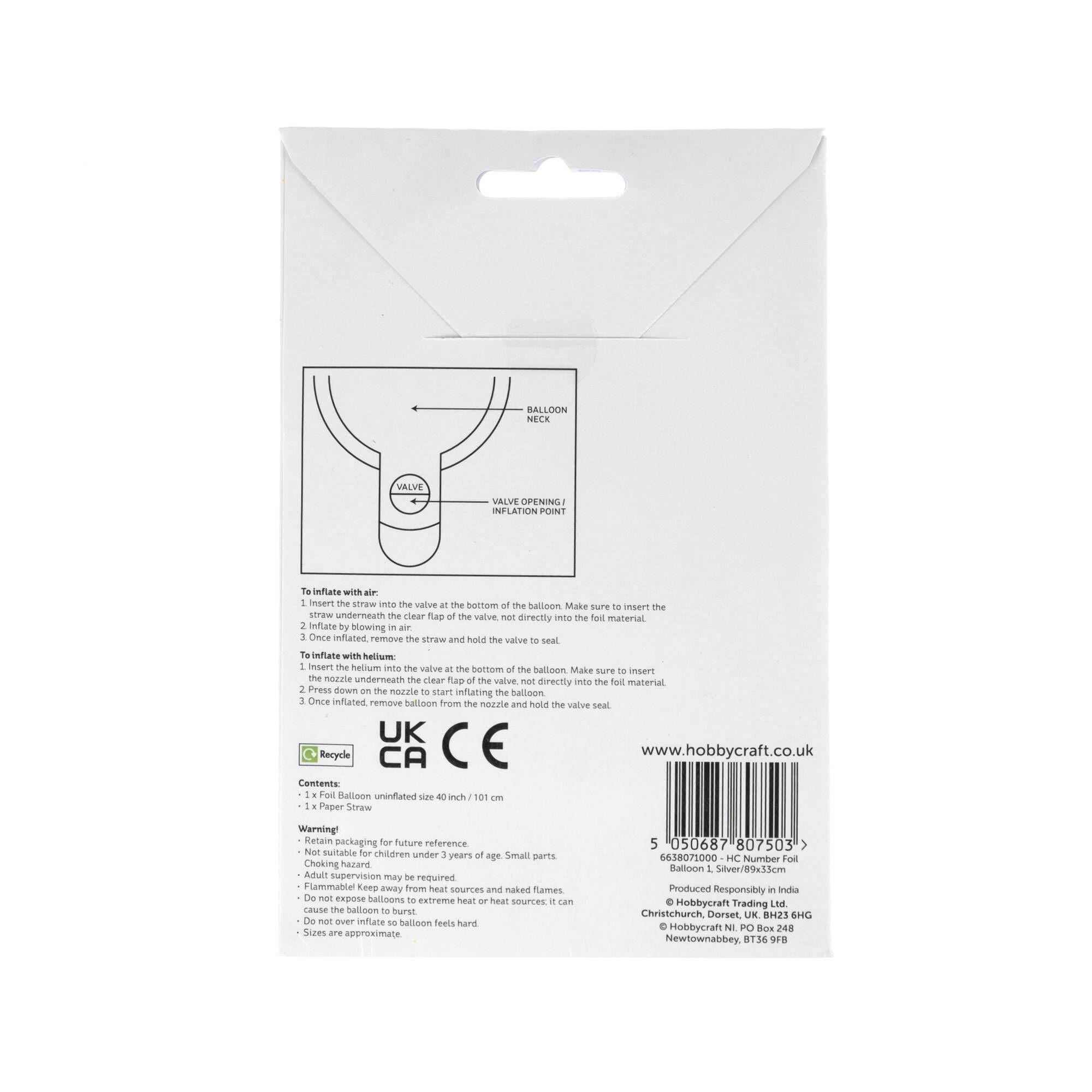 Extra Large Silver Foil Number 1 Balloon | Hobbycraft