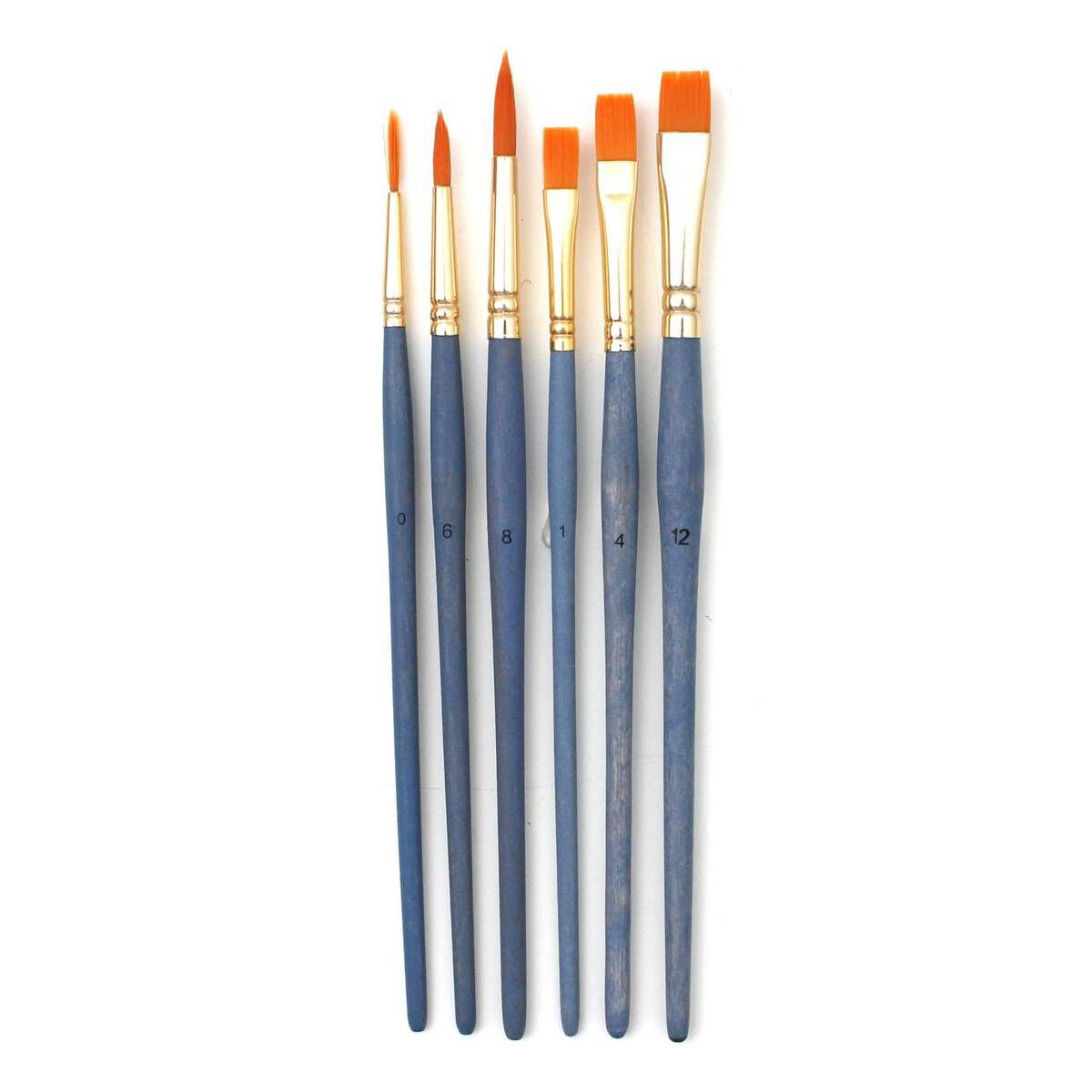 Gold Flat and Round Taklon Brushes 6 Pack | Hobbycraft