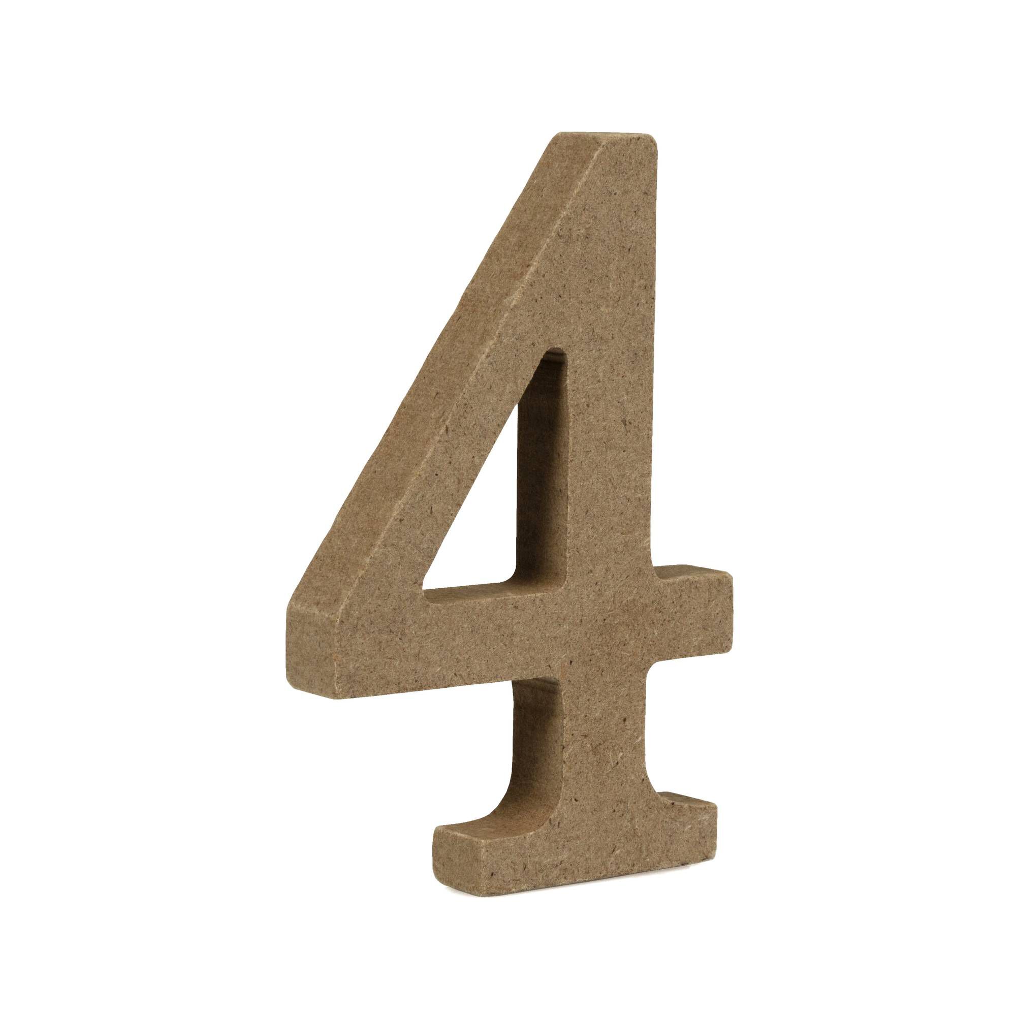 Mini MDF Wooden Number 4 8cm | Hobbycraft
